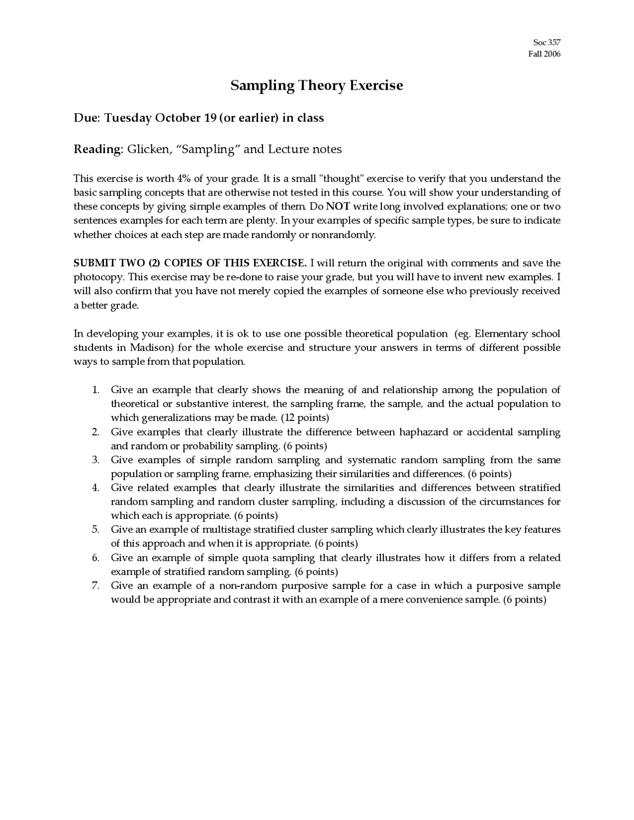 Sampling Theory Exercise Methods Of Sociological Inquiry Notes