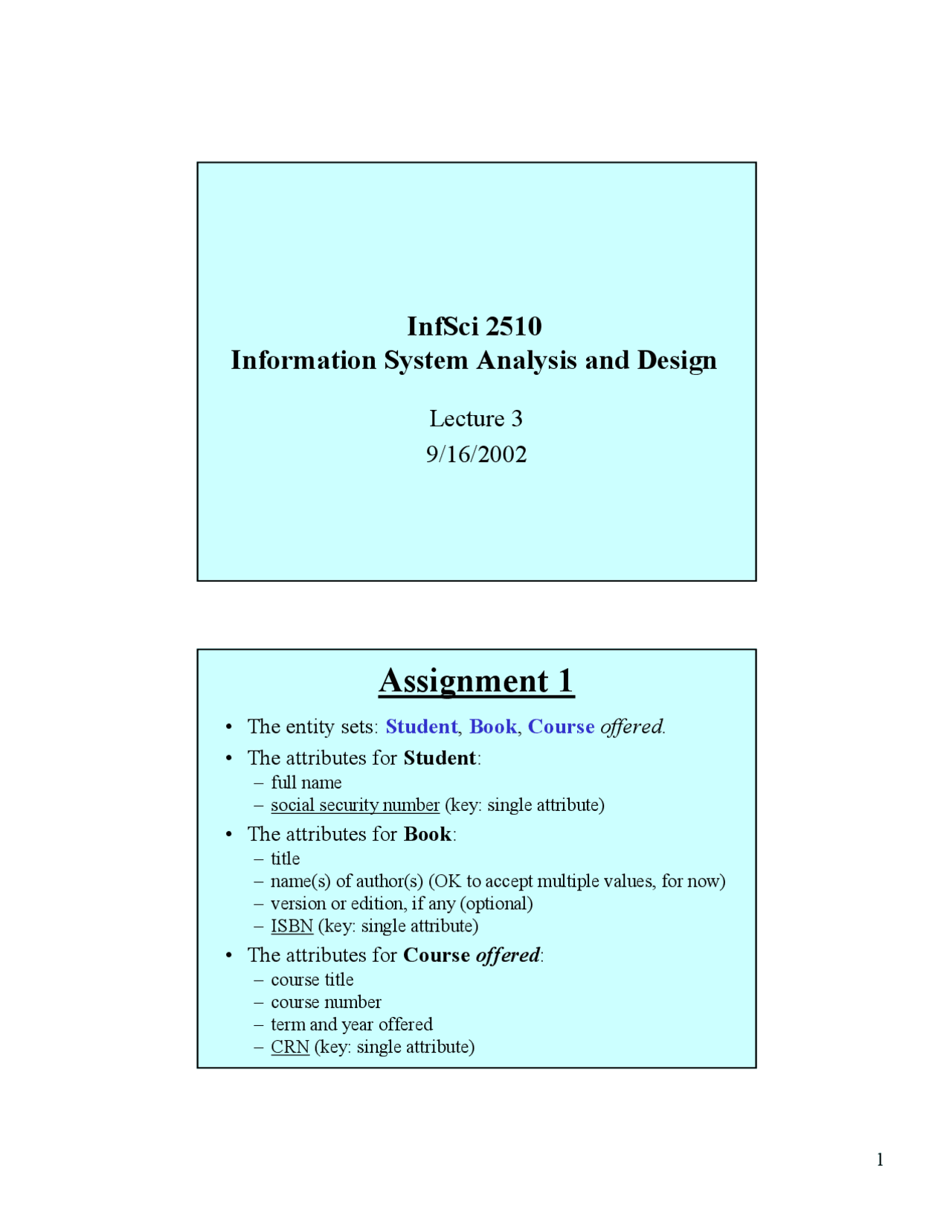 Lecture Slides On Entity Relationship Model Infsci 2510 Docsity