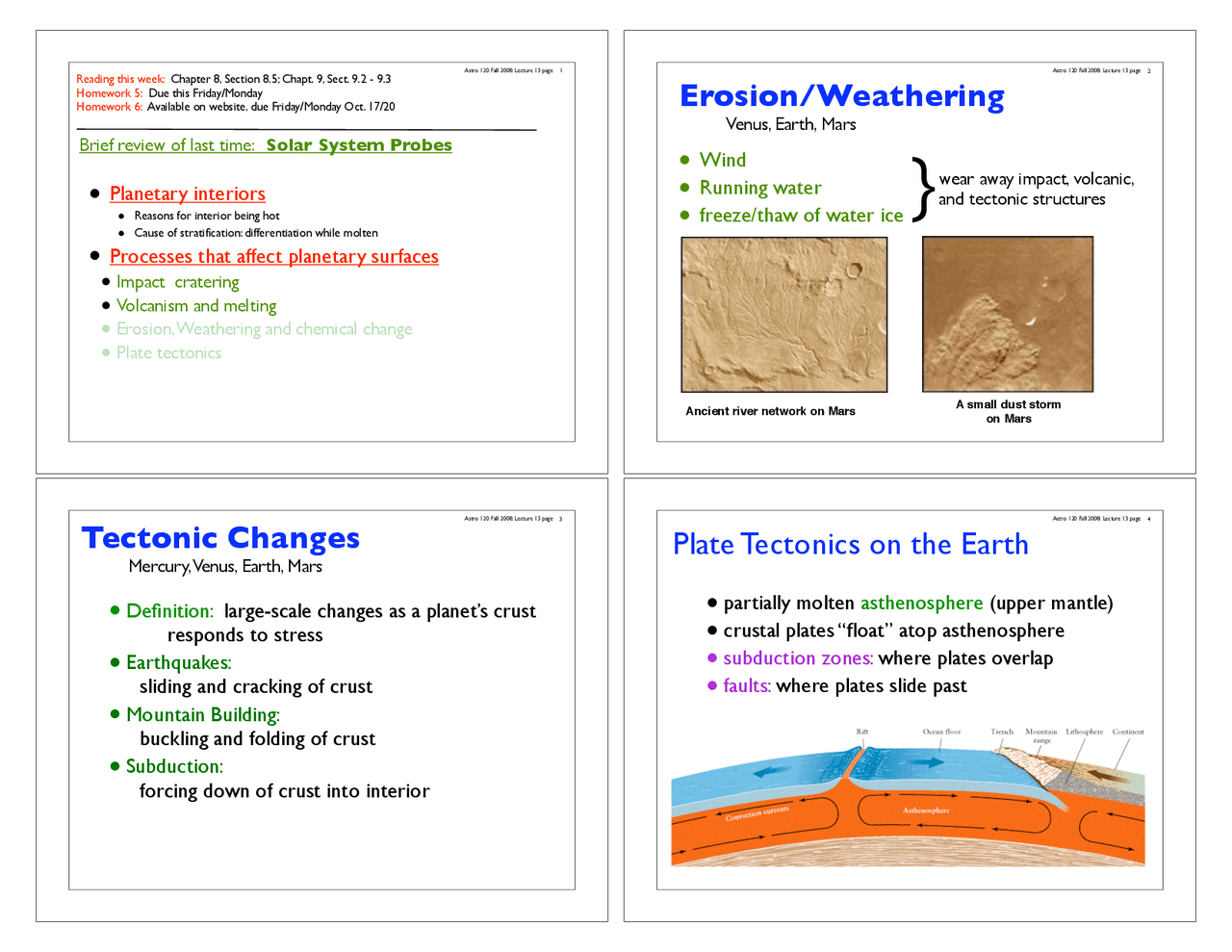 Lecture Slides on Erosion and Weathering, Venus, Earth, Mars | ASTRO ...
