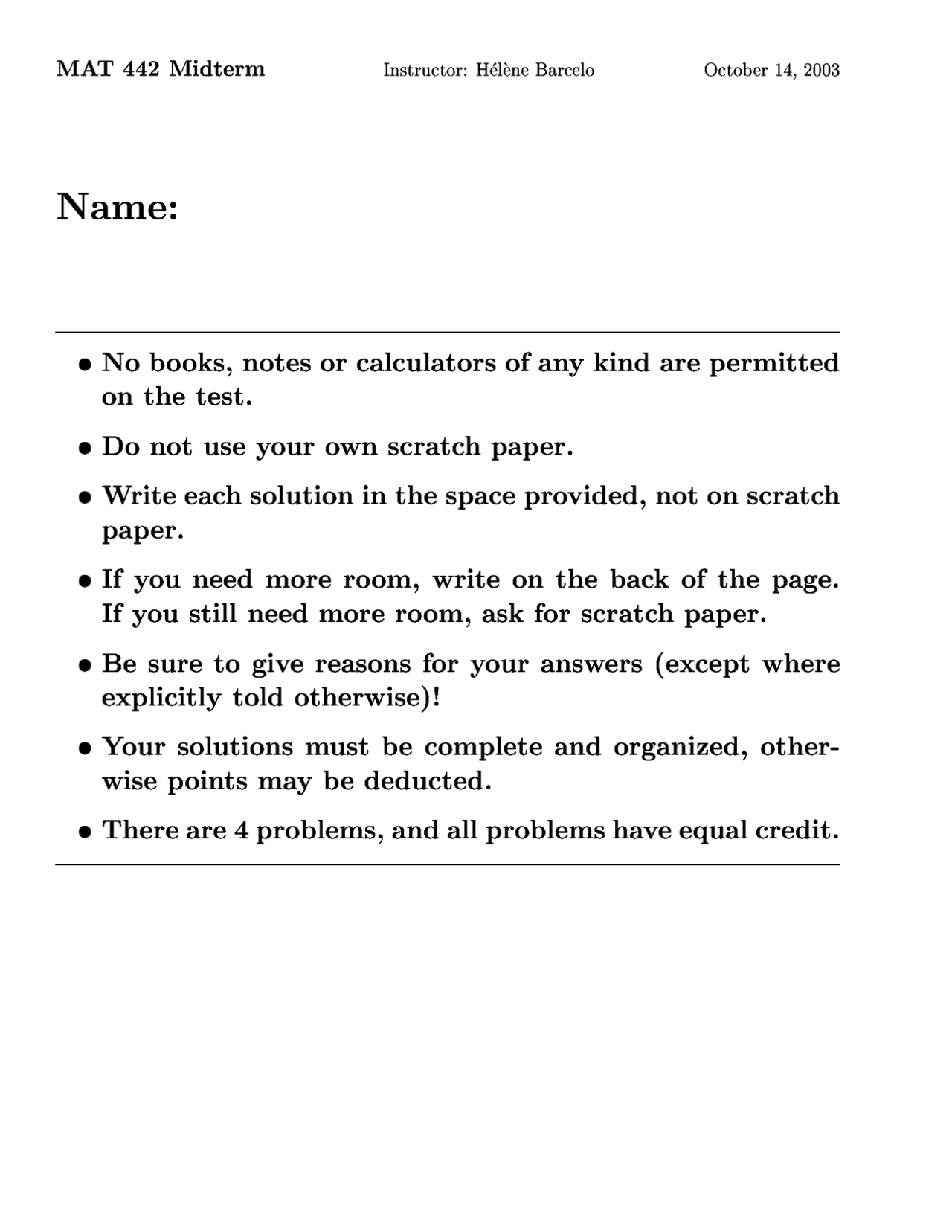 Midterm Exam Questions With Solutions Advanced Linear Algebra Mat