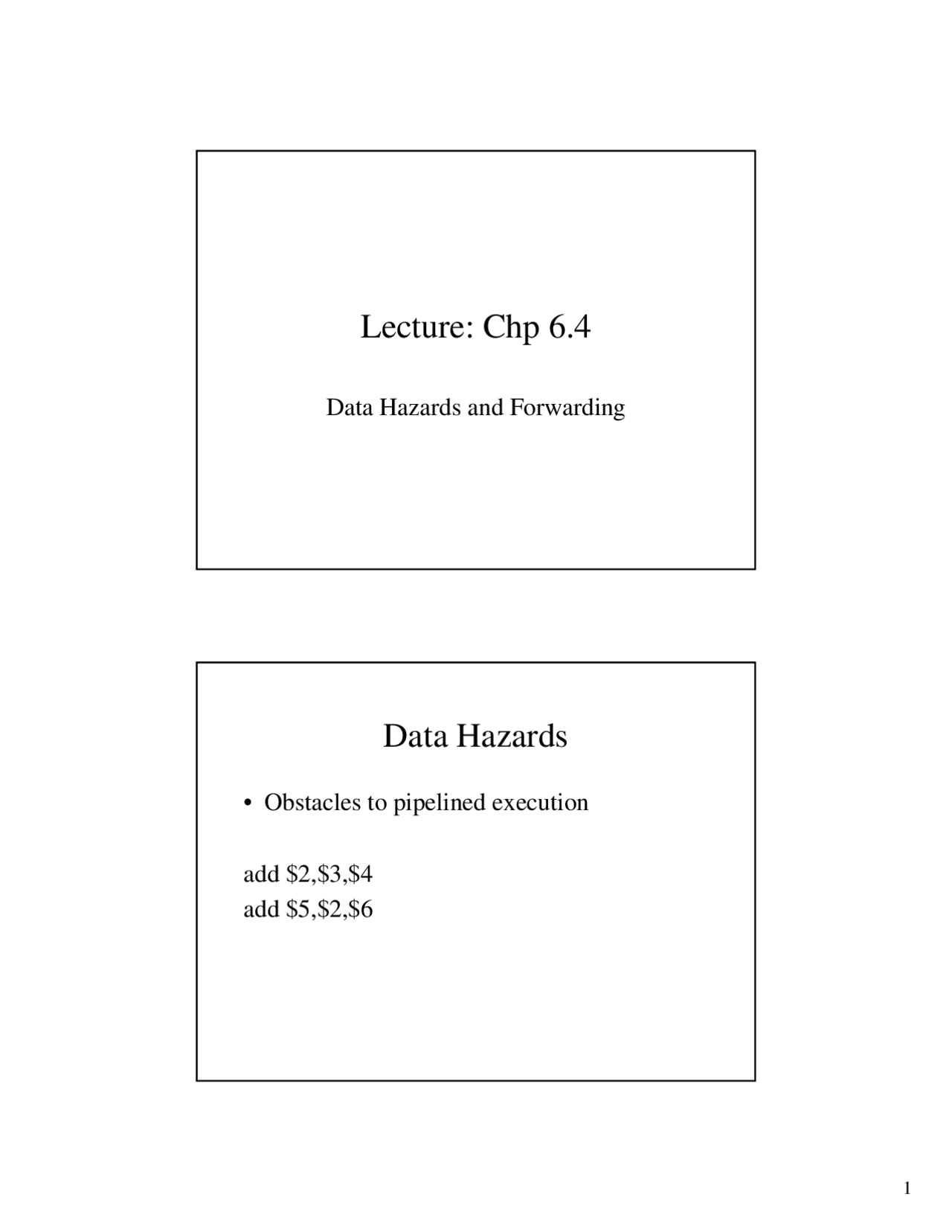 Data Hazards and Forwarding - Lecture Slides | CS 1541 - Docsity