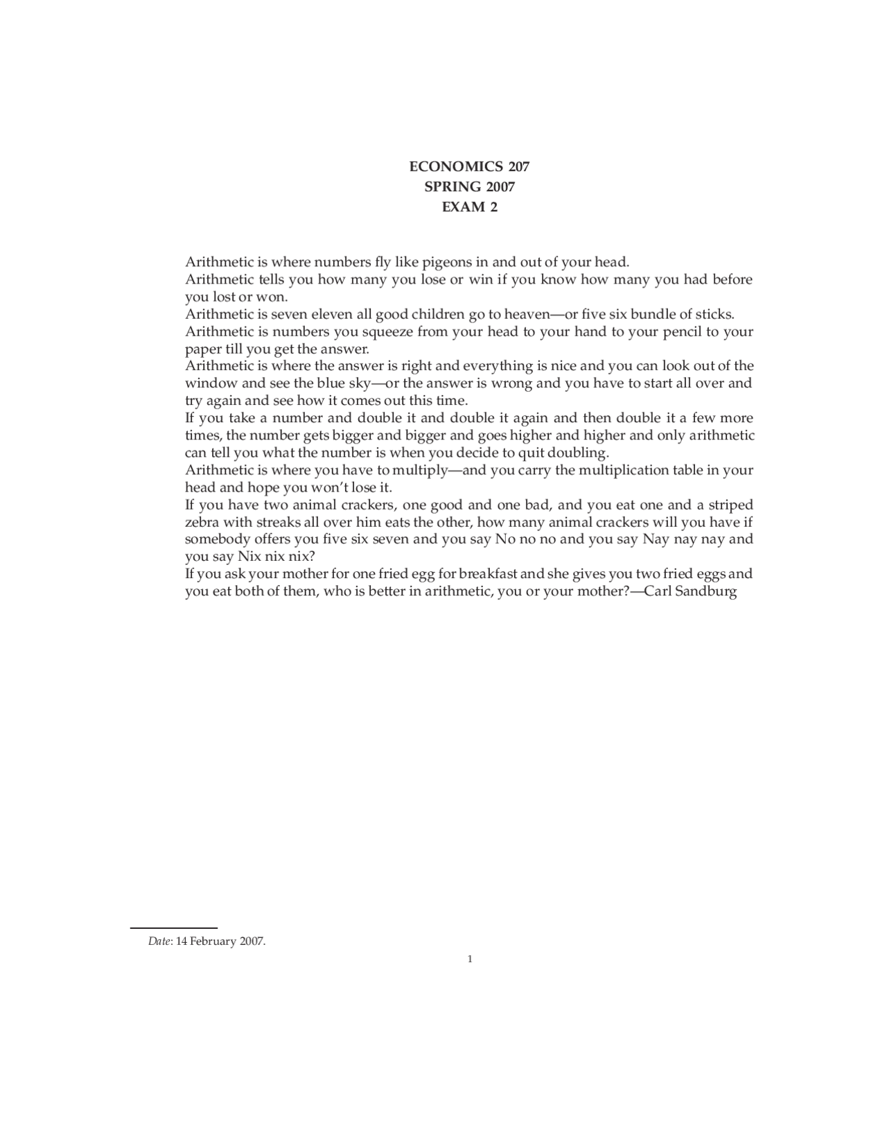 Exam 2 Problems Applied Economic Optimization Econ 207 Docsity