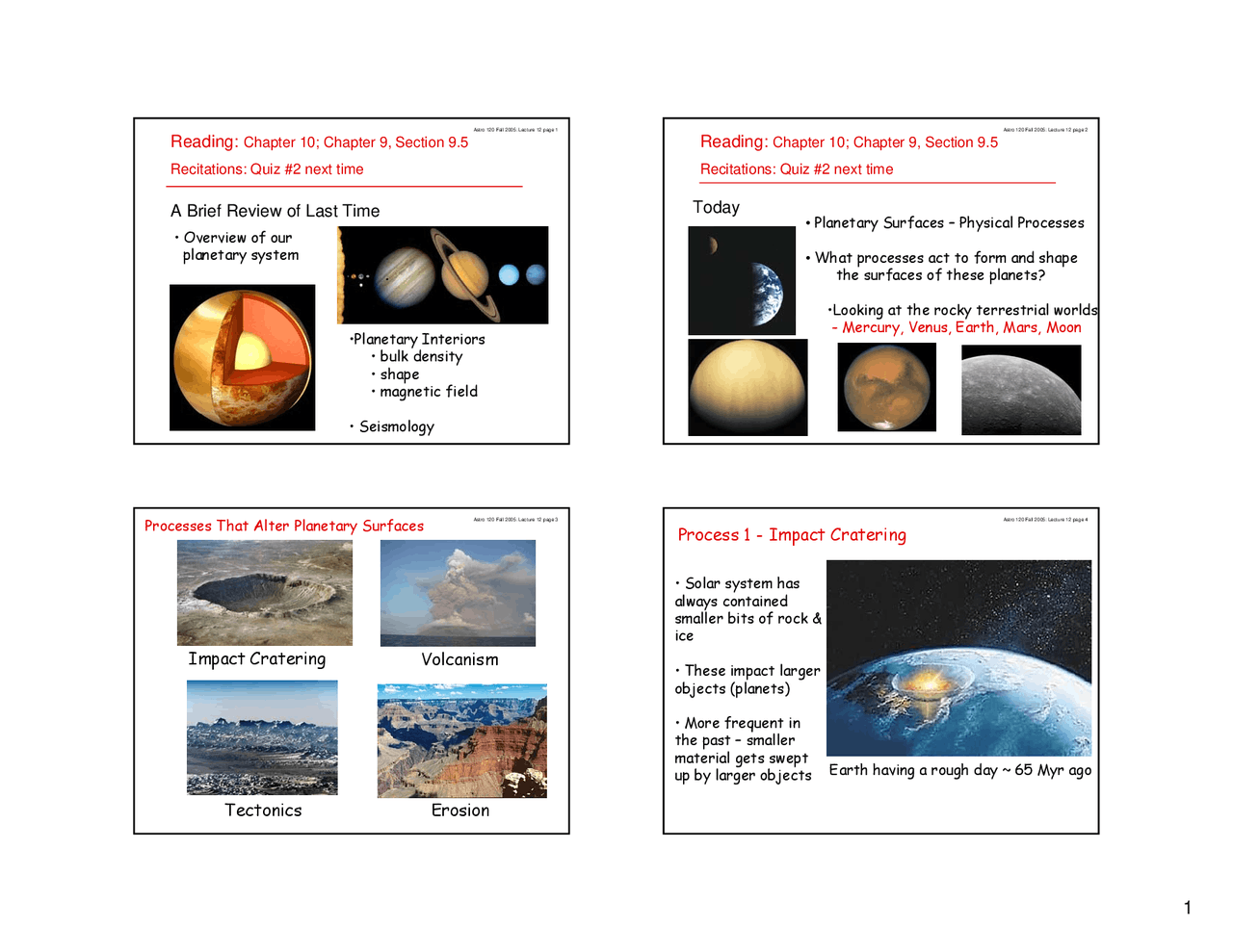 Planetary Surfaces Physical Processes Lecture Slides Astro 120