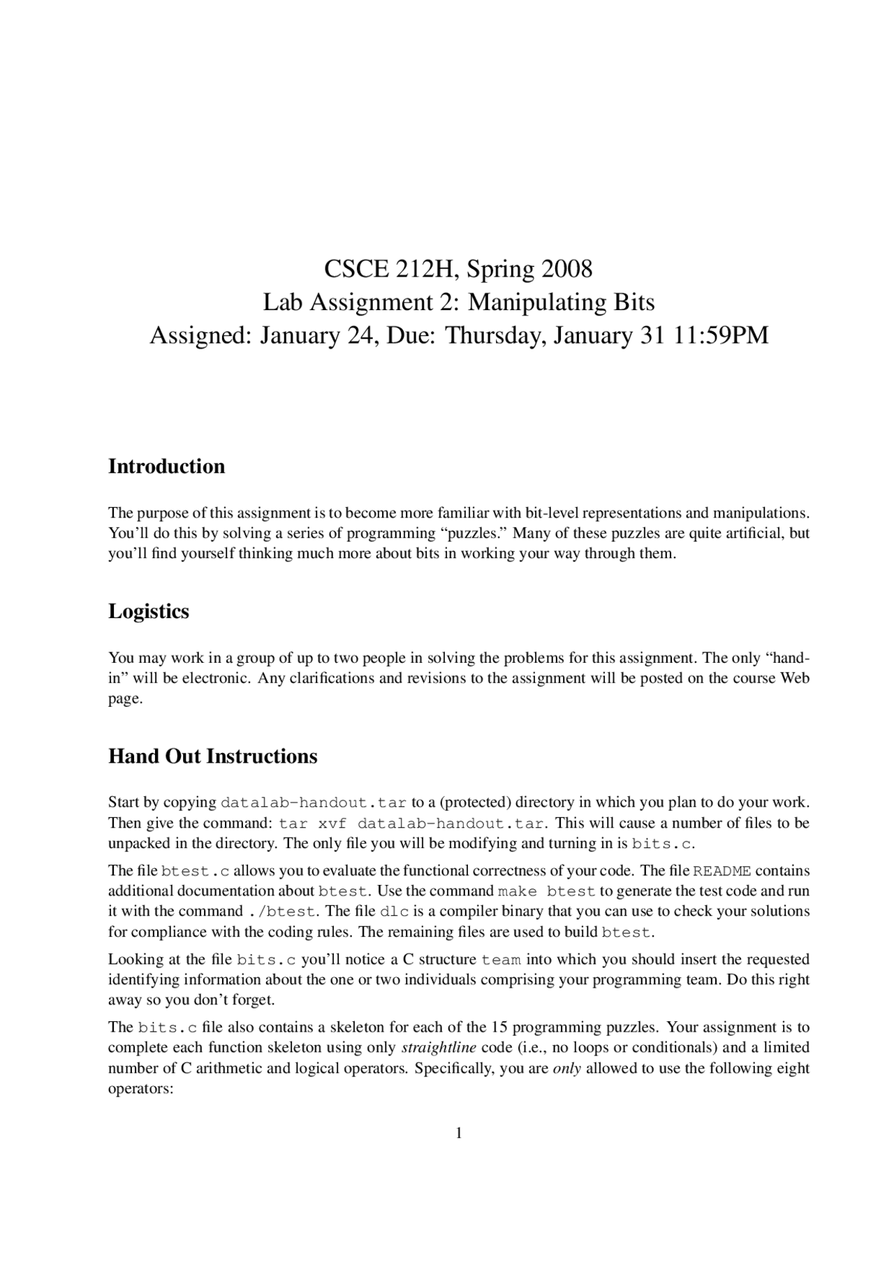 Lab Assignment 2 Introduction To Computer Architecture Csce 212 2276