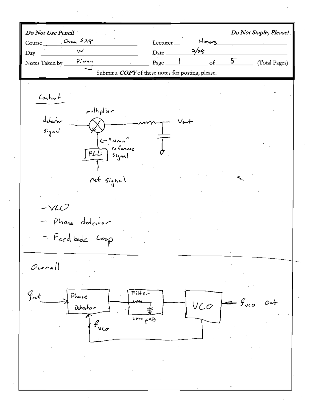 Handwritten Notes on Amplifier - Chemical Instrumentation | CHEM 628 ...
