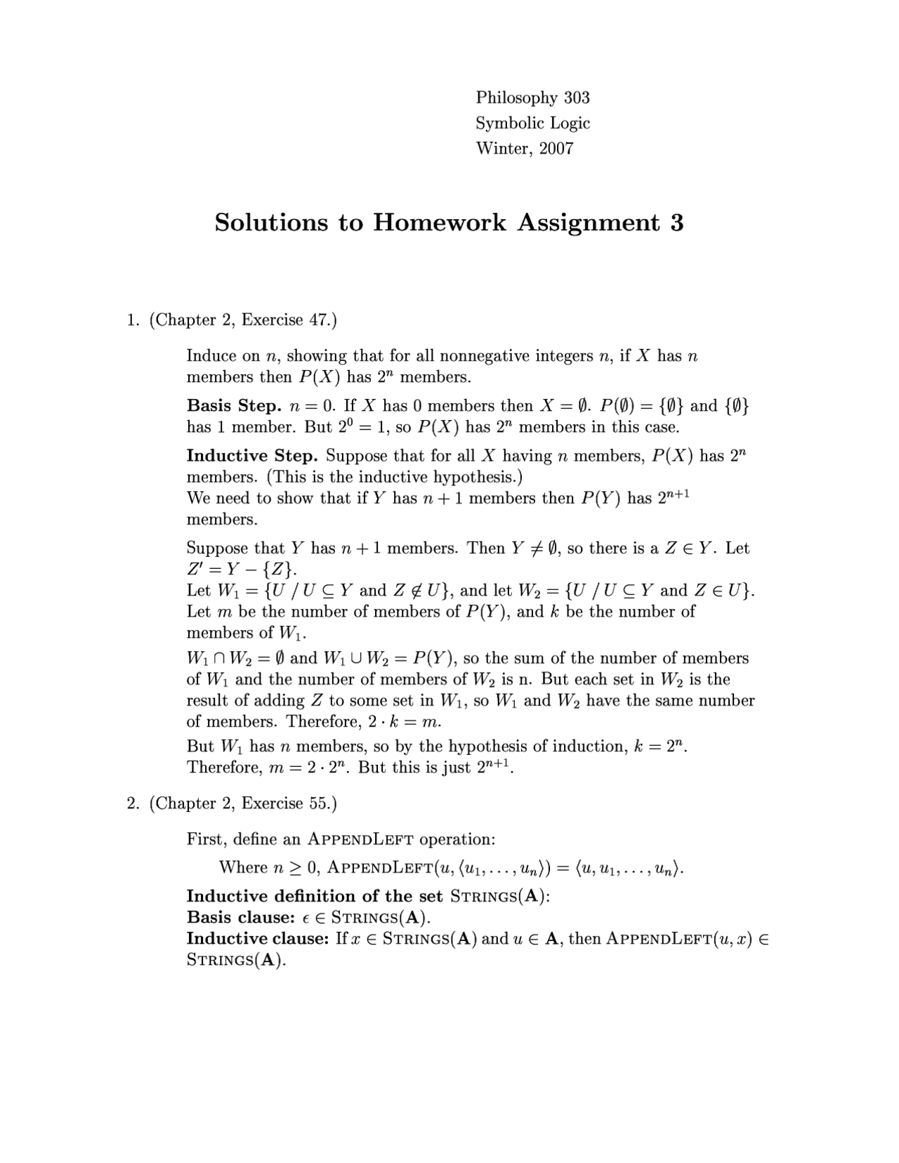 Solution To Homework Assignment 3 Introduction To Symbolic Logic