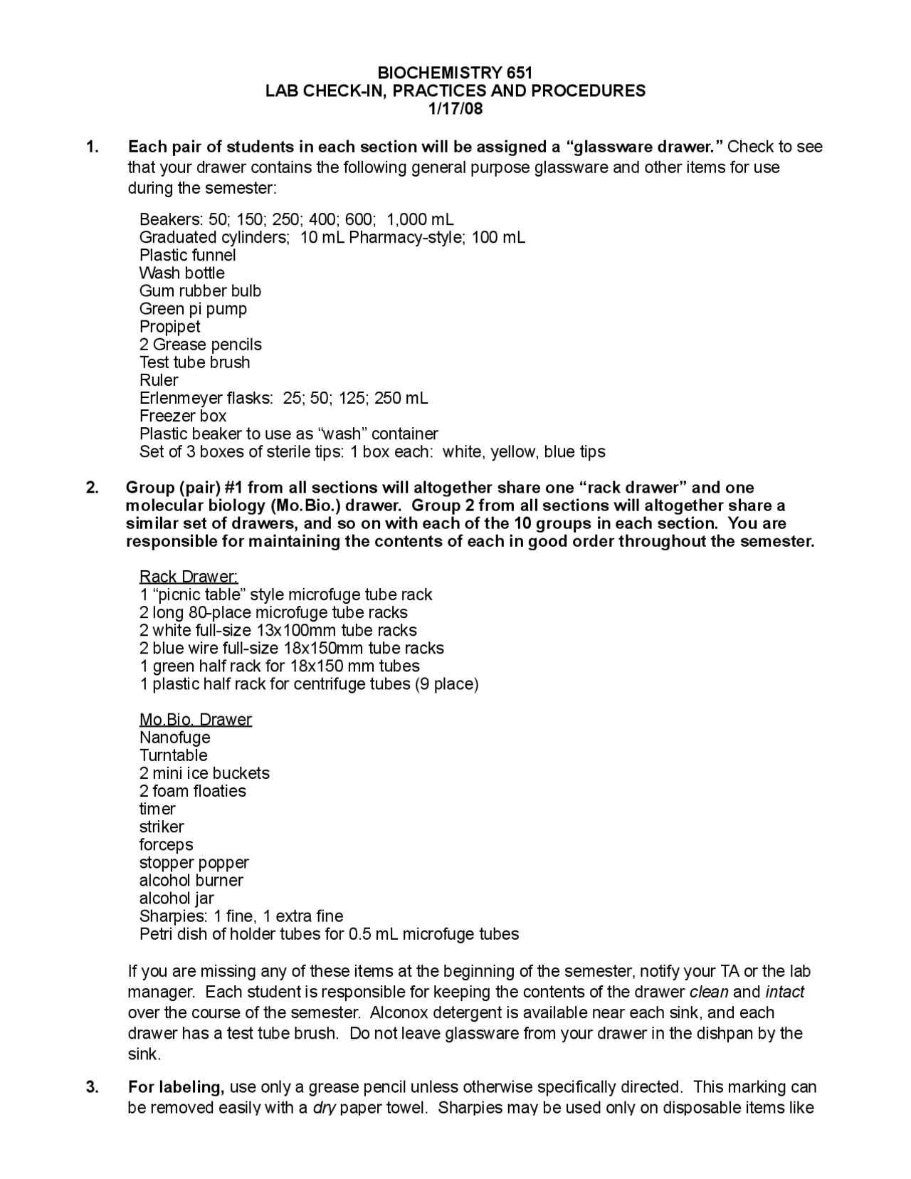 Lab Check In Practice And Procedure Biochemical Methods Biochem 651