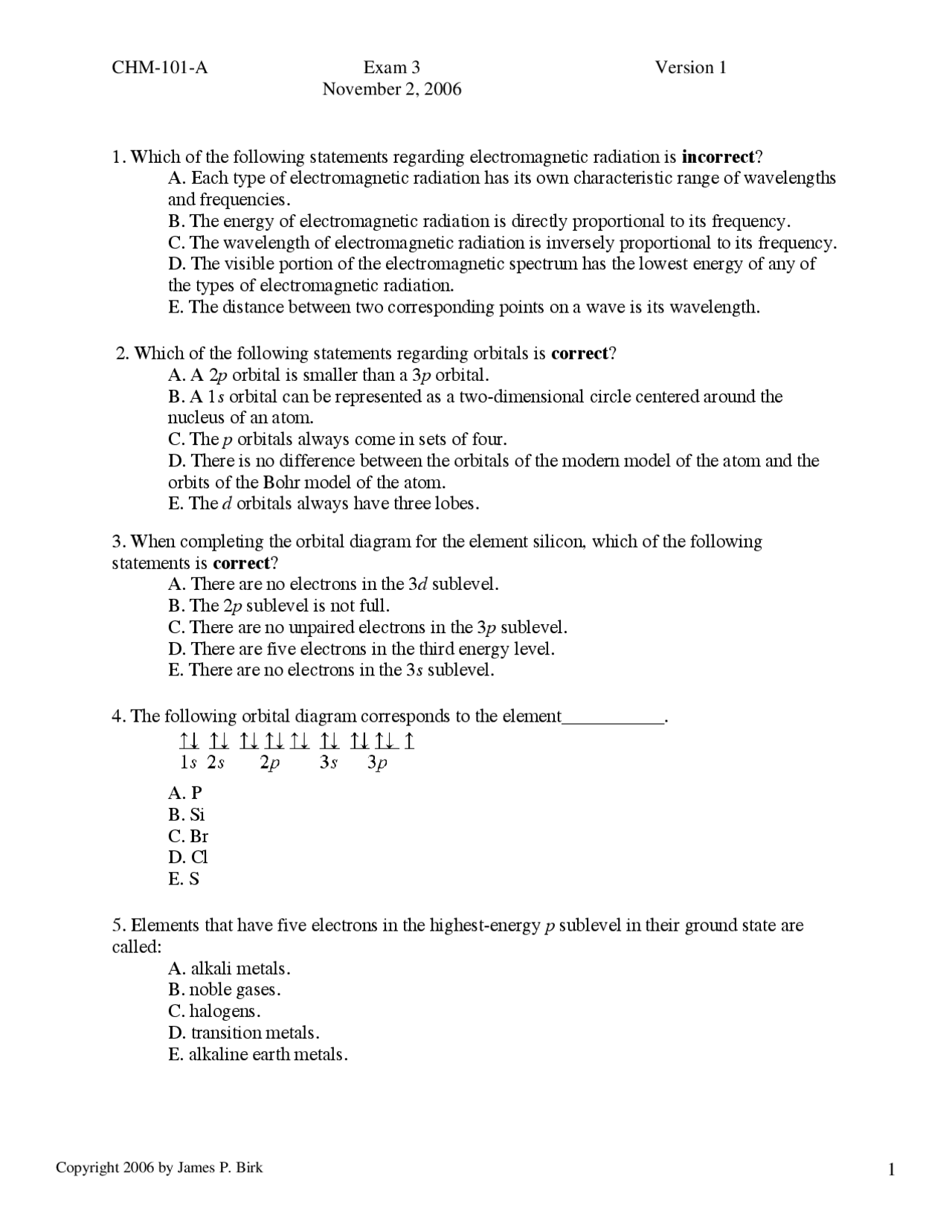 Solved Multiple Choice Questions Introductory Chemistry Exam 3