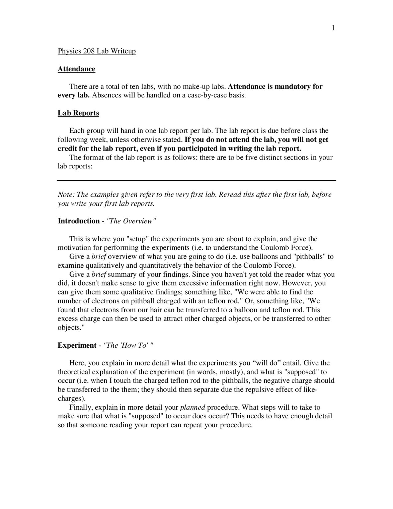 Laboratory Report On Fundamentals Of Physics Ii Phys 208 Docsity