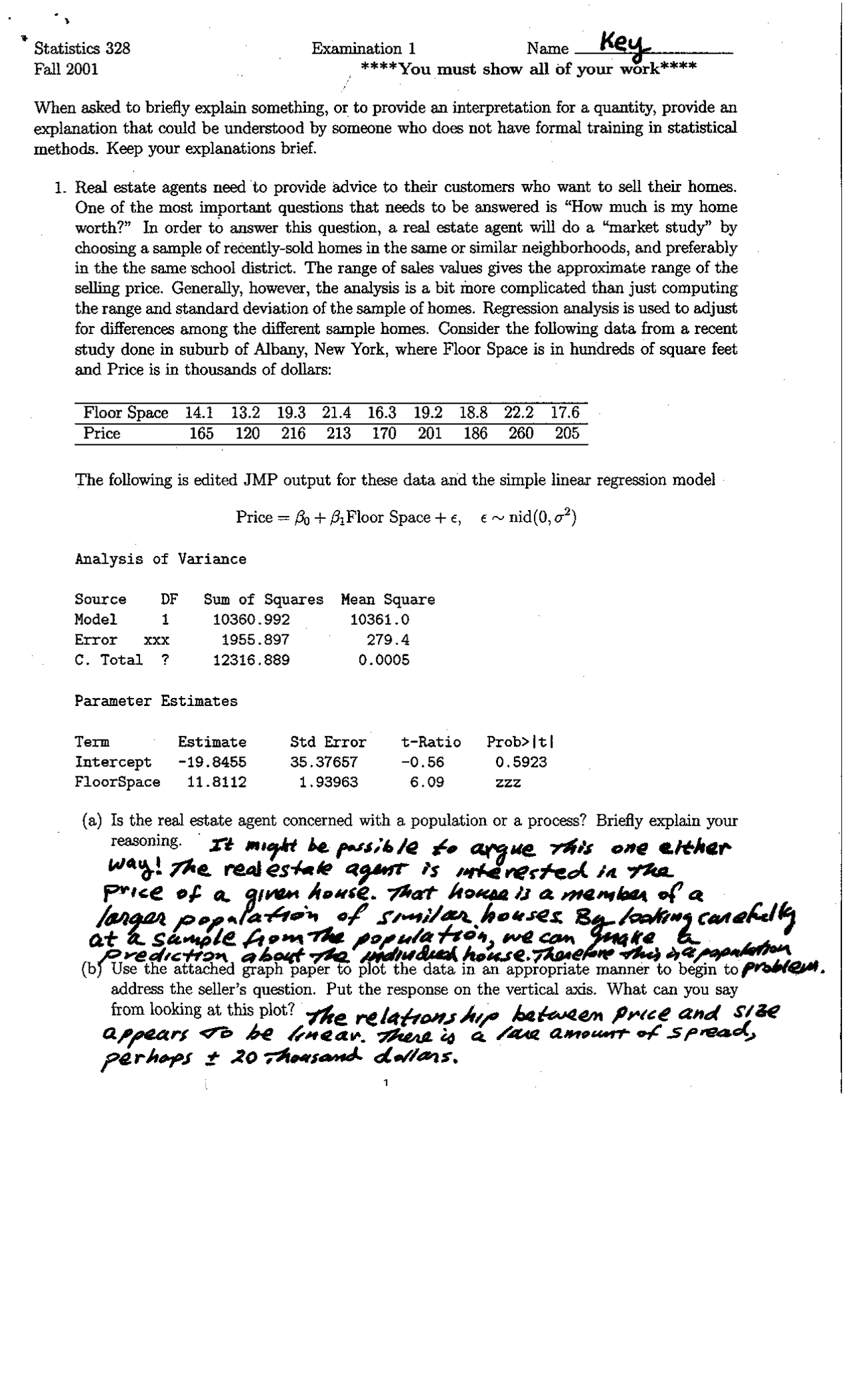 Solution To Exam 1 For Applied Business Statistics Stat 528 Docsity