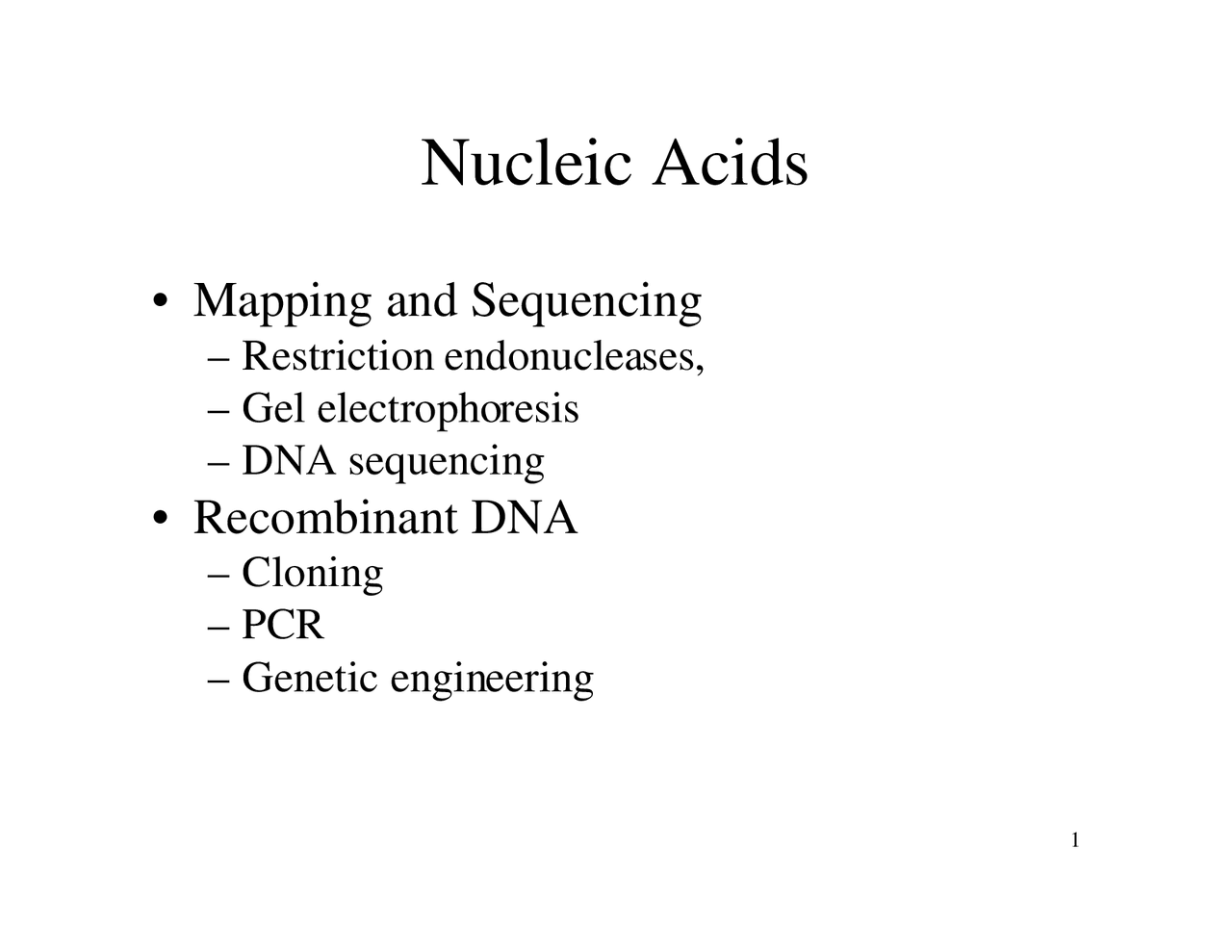 Lecture Slides On Nucleic Acids Biochemistry I Chem 471 Docsity