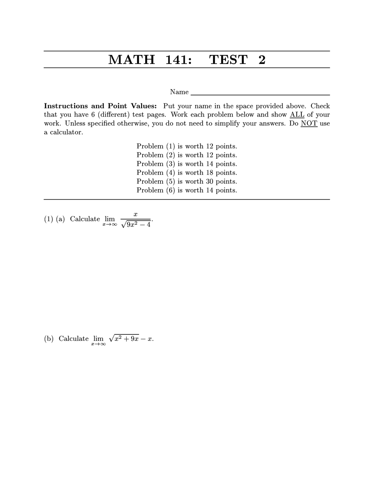 Math Problem Solving: Limits, Absolute Values, and Function Behavior | Exams Mathematics | Docsity