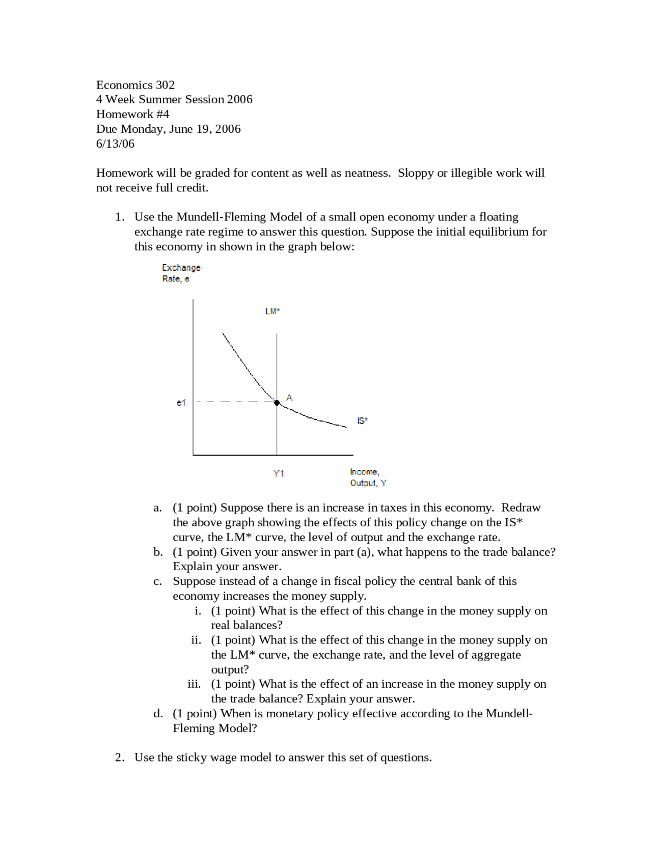 Homework Iv Questions Intermediate Macroeconomic Theory Econ 302
