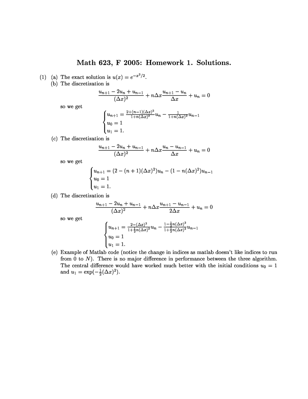 4 Questions on Computational Finance with Solutions - Assignment 1 | MATH 623 - Docsity