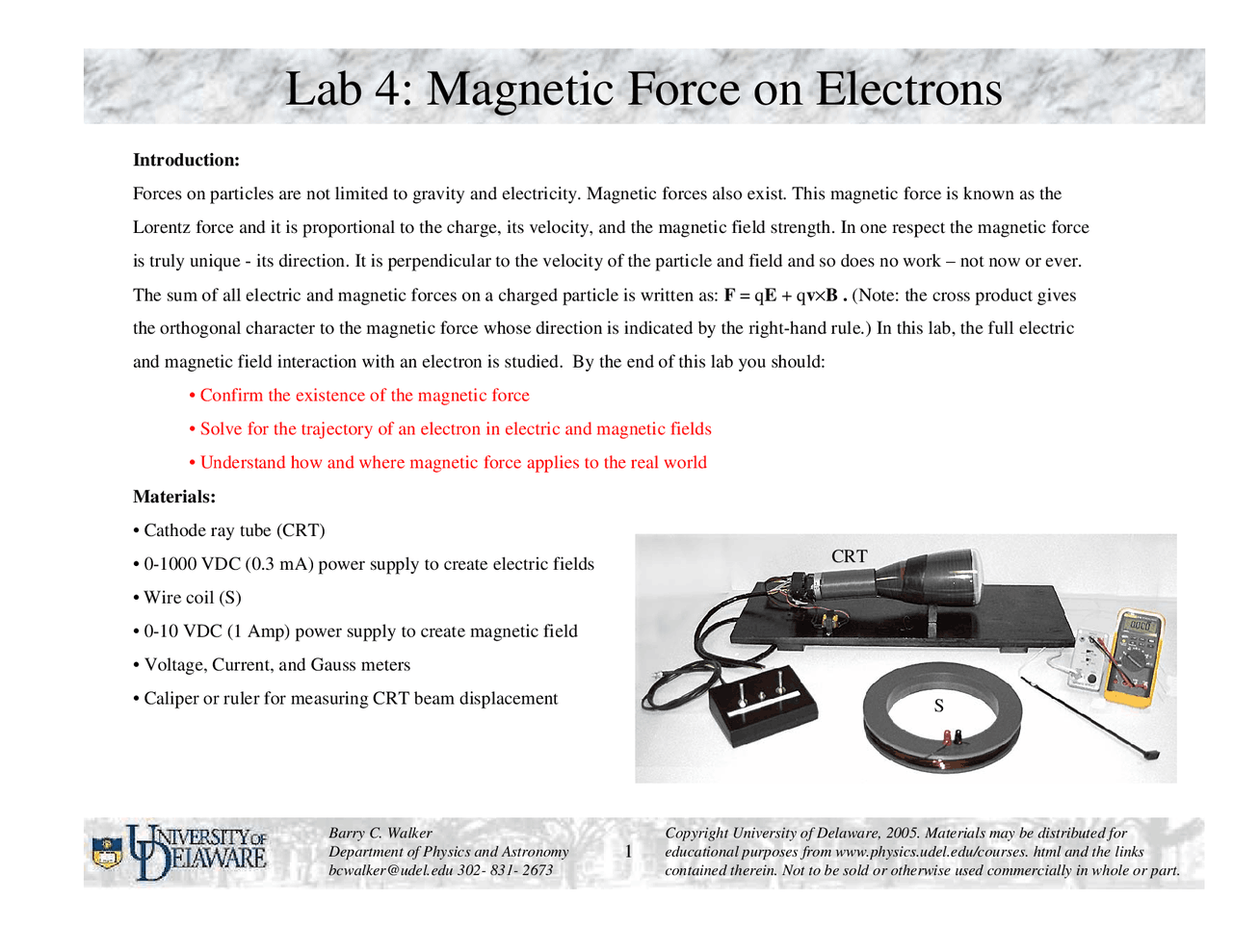 Magnetic Force on Electrons - Laboratory Report 4 | PHYS 208 - Docsity
