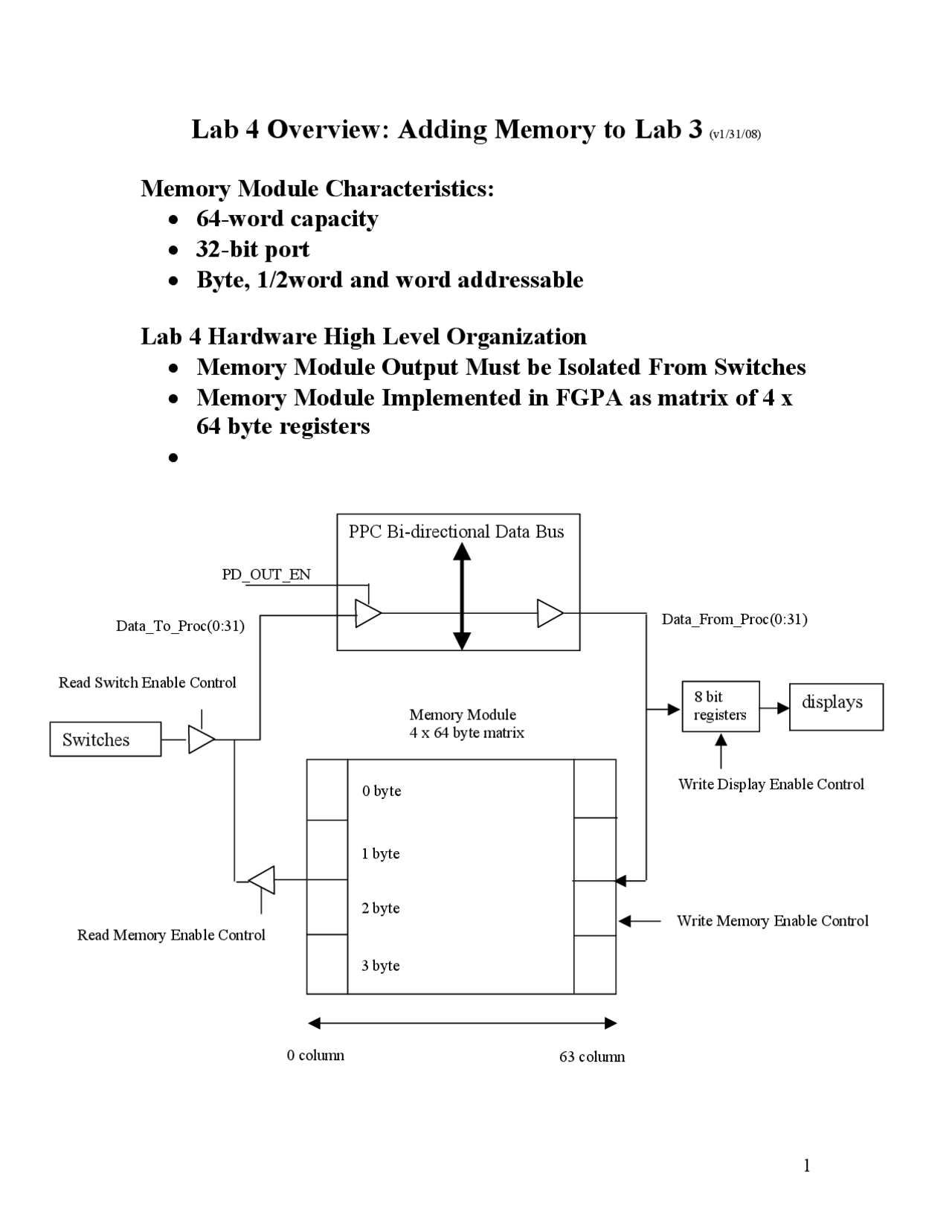 Lab 4 Overview Adding Memory To Lab 3 Lecture Slides Eecs 373