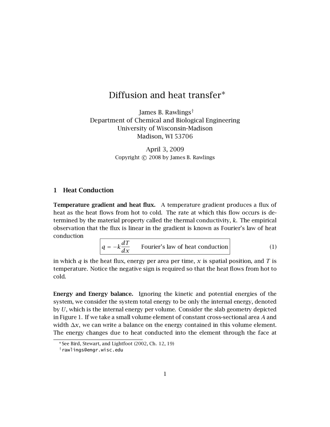 Diffusion And Heat Transfer Introduction To Chemical Process Modeling