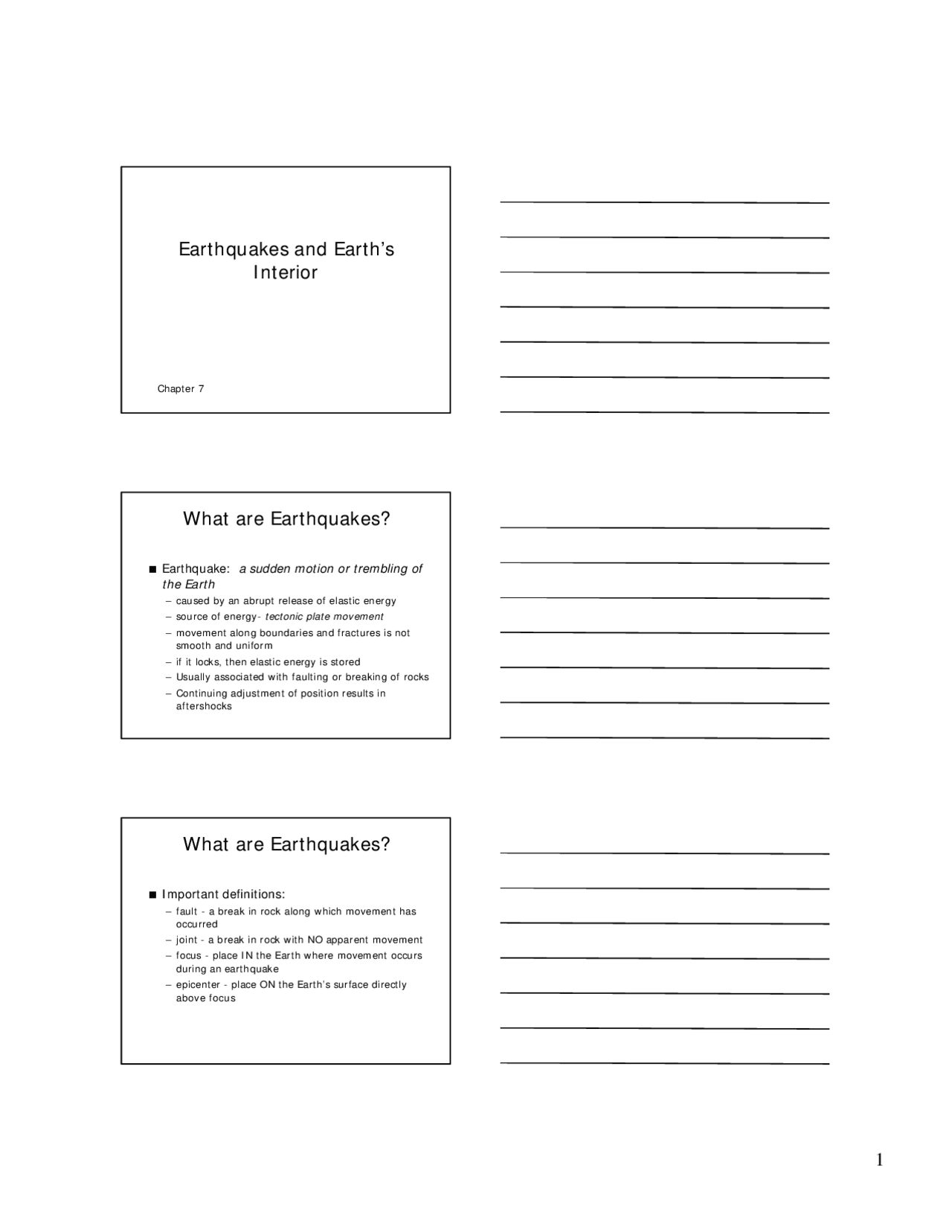 An Introduction To Earthquakes And Earths Interior Geol 103 Docsity