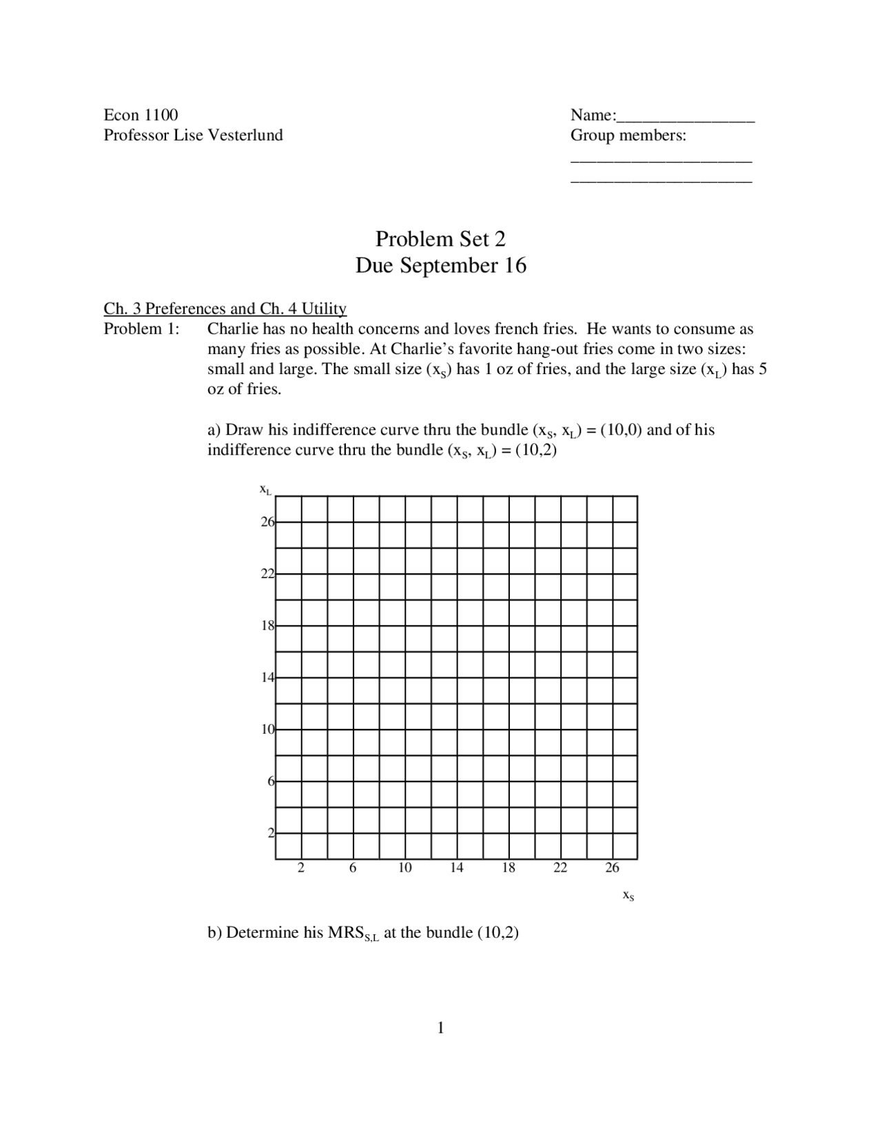5 Solved Problems On Preferences And Utility Assignment 2 Econ 1100 Docsity