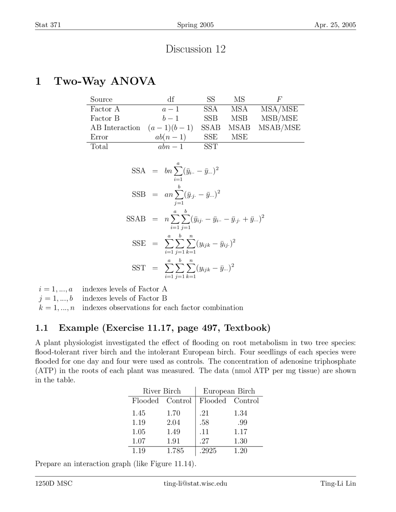 Two Way Anova Questions - Introduction to Statistical Methods | STAT ...