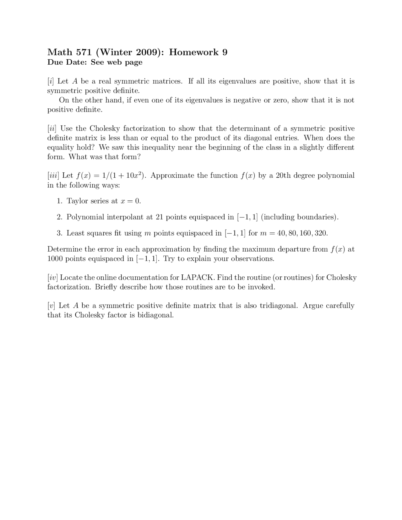 Homework 9 Questions Numerical Methods For Scientific Computing I