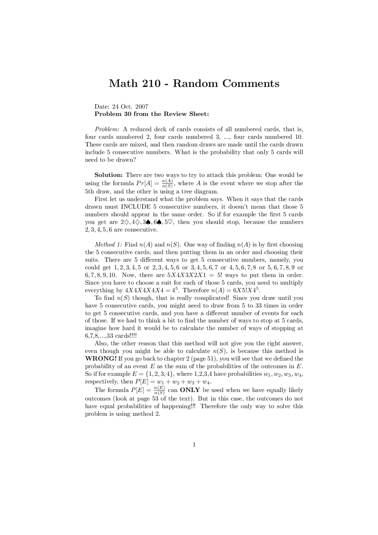 Problems From Review Sheet Topics In Finite Mathematics Math 210