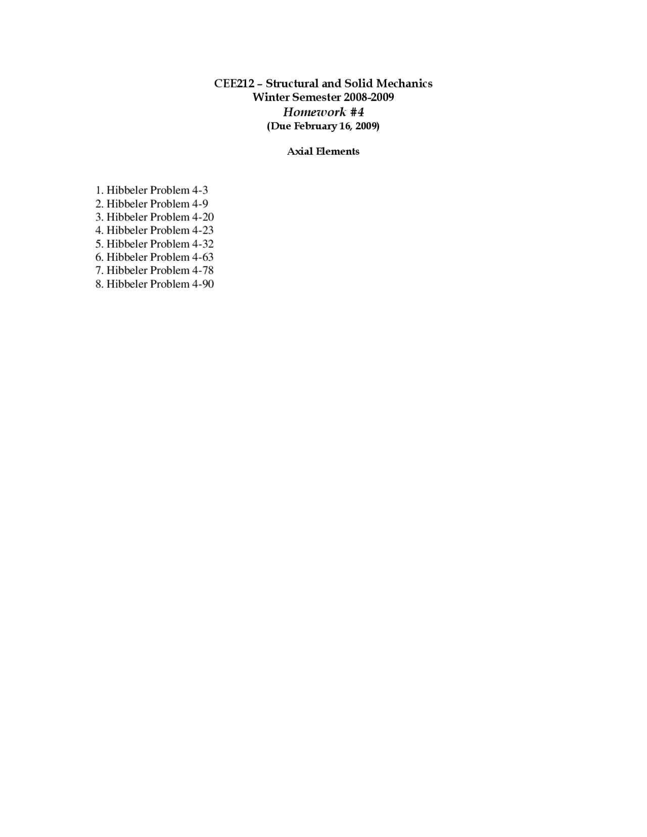 Homework 4 with 8 Problems on Solid and Structure Mechanics | CEE 212 ...