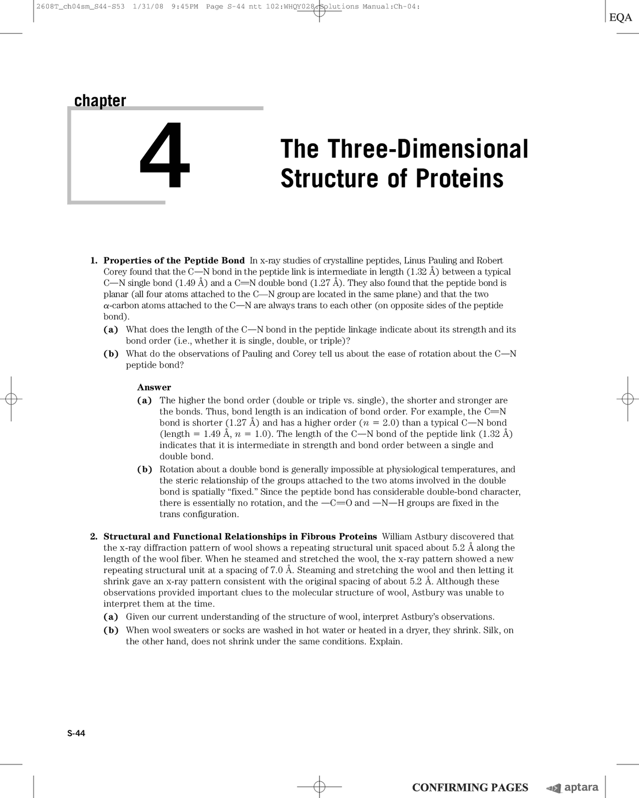 Three Dimensional Structure Of Protein Review Sheet Chem 501 Docsity