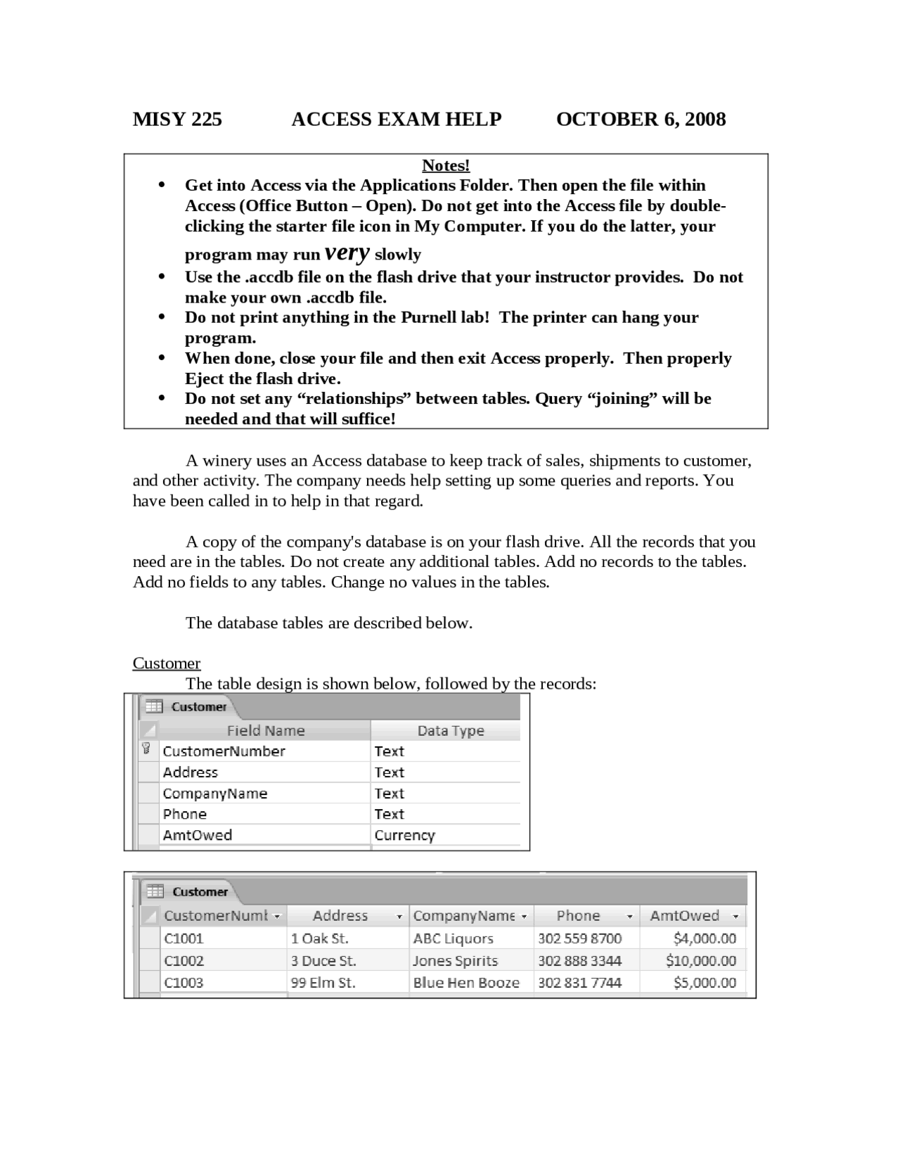 Access Exam Help Introduction To Programming Business Applications Misy 225 Docsity
