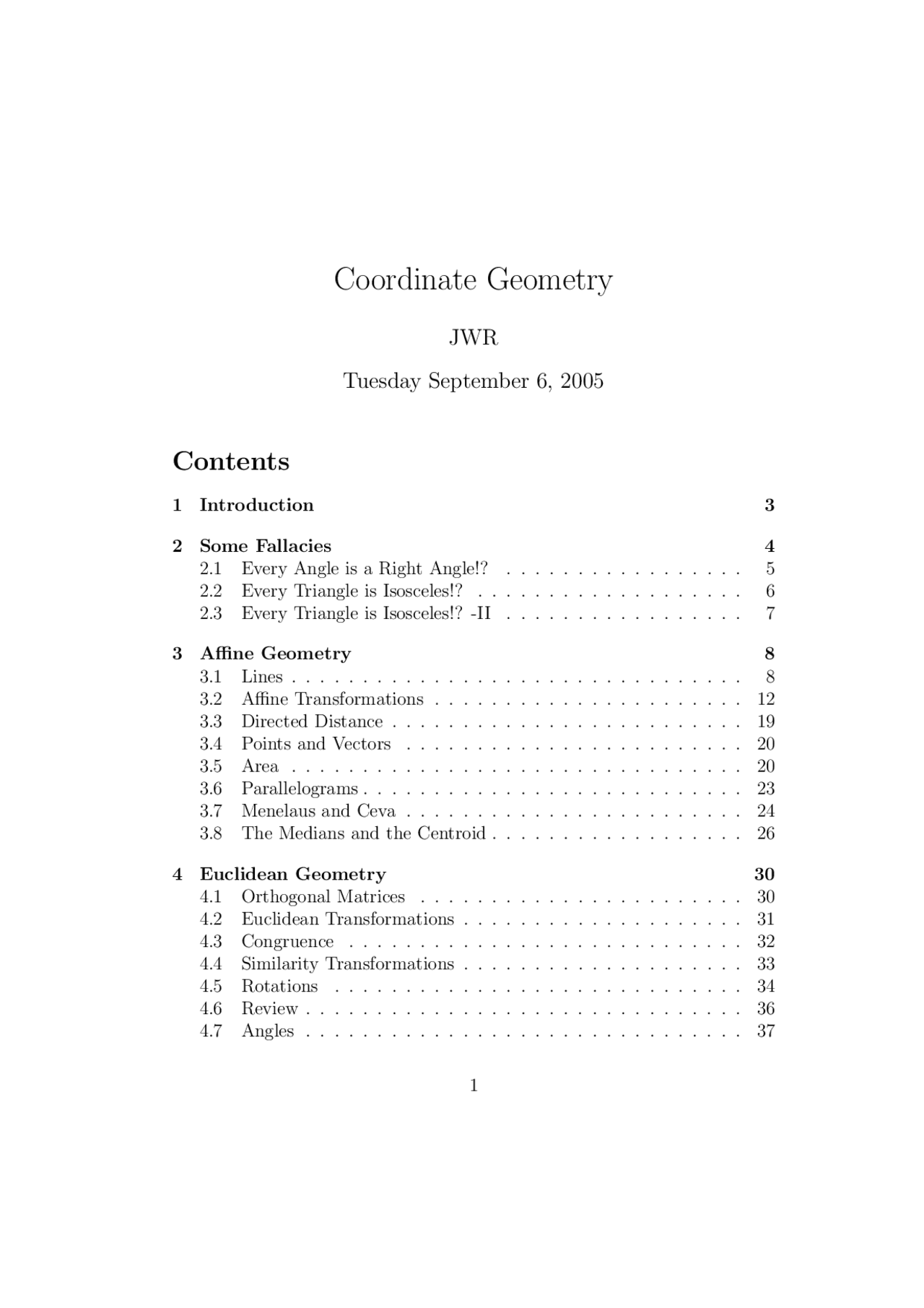 Review Sheet Coordinate Geometry Math 461 Docsity