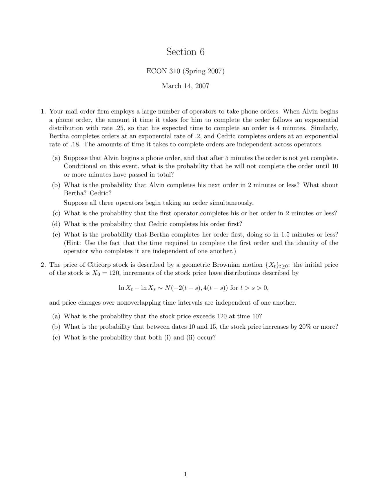 Assignment 6 Questions Unsolved Statistics Measurement In Economics