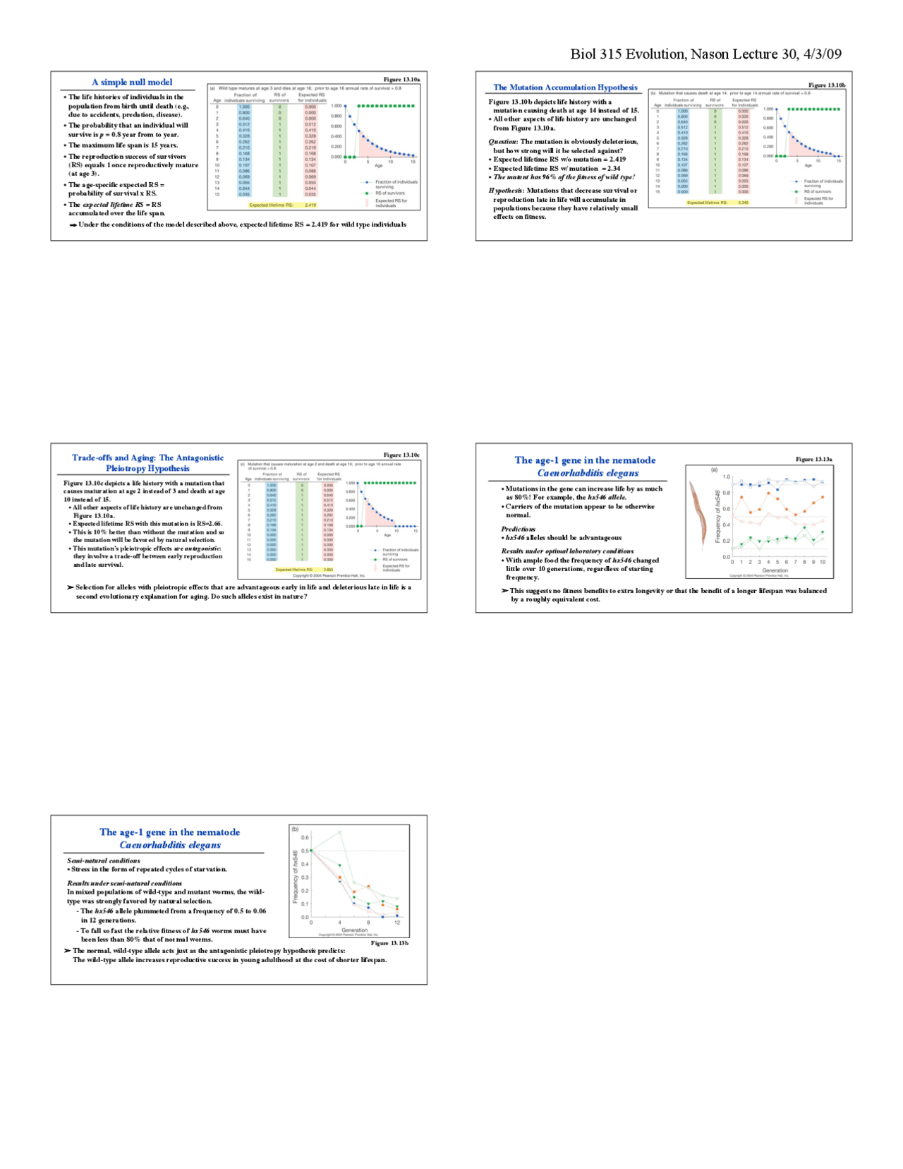 A simple null model, the mutation accumulation hypothesis | BIOL 315 ...