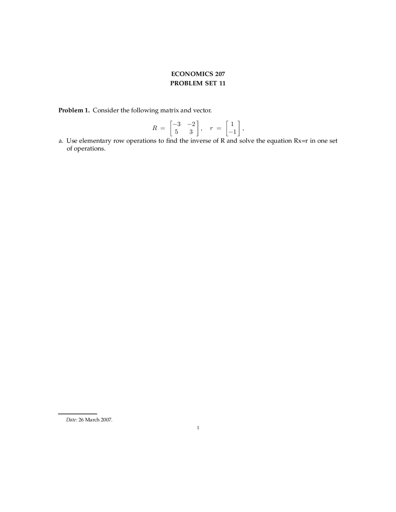 Applications To Economic Optimization Homework 11 Econ 207 Docsity