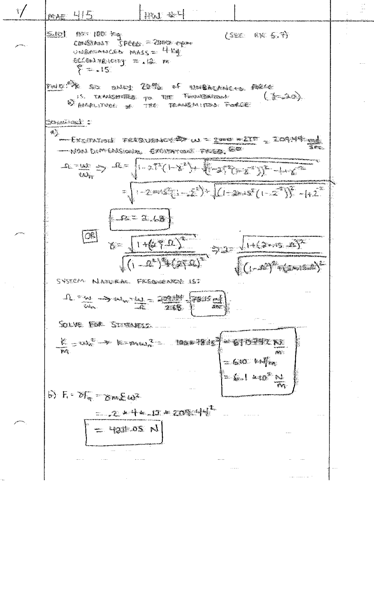 Homework 4 Questions With Solutions Vibration Analysis Mae 415