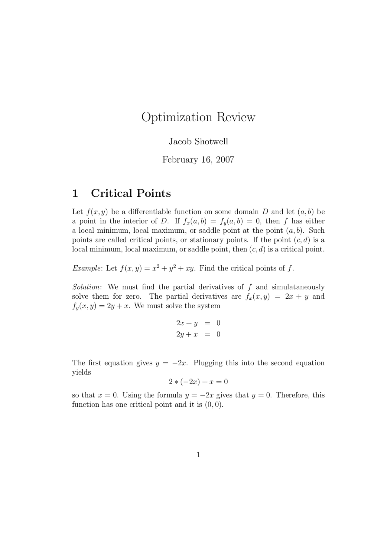 Optimization Review Sheet Math For Business Analysis Mat 211 Docsity
