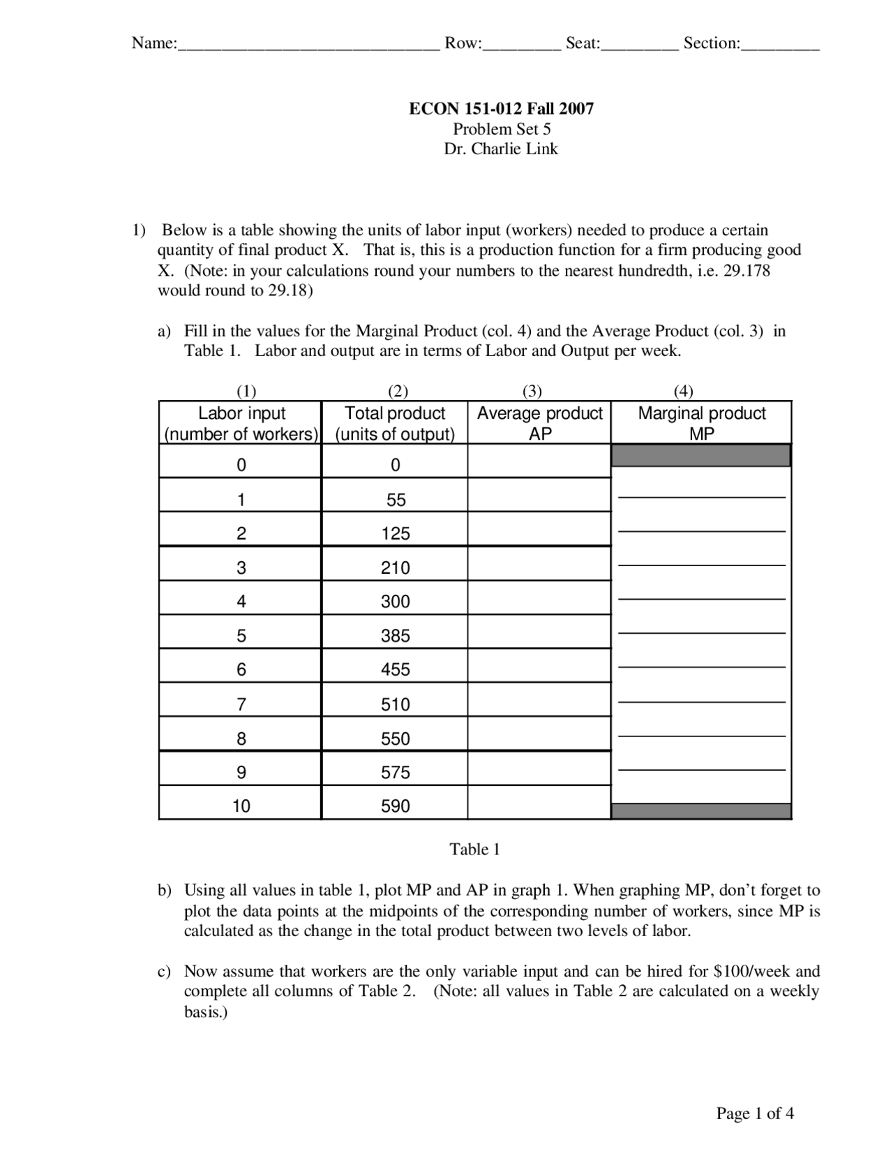 Introduction To Microeconomics Prices And Markets Problem Set 5