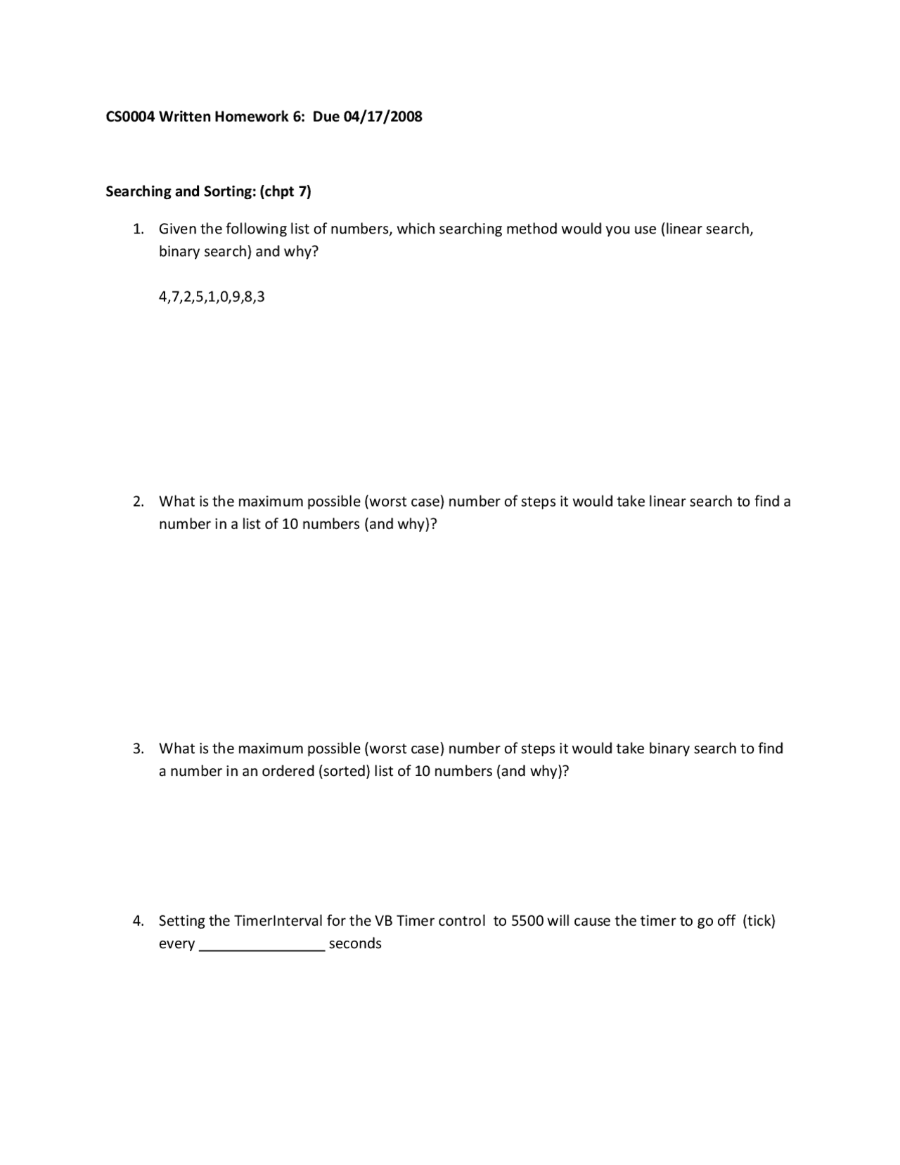 Questions For Assignment 6 Introduction To Computer Programming