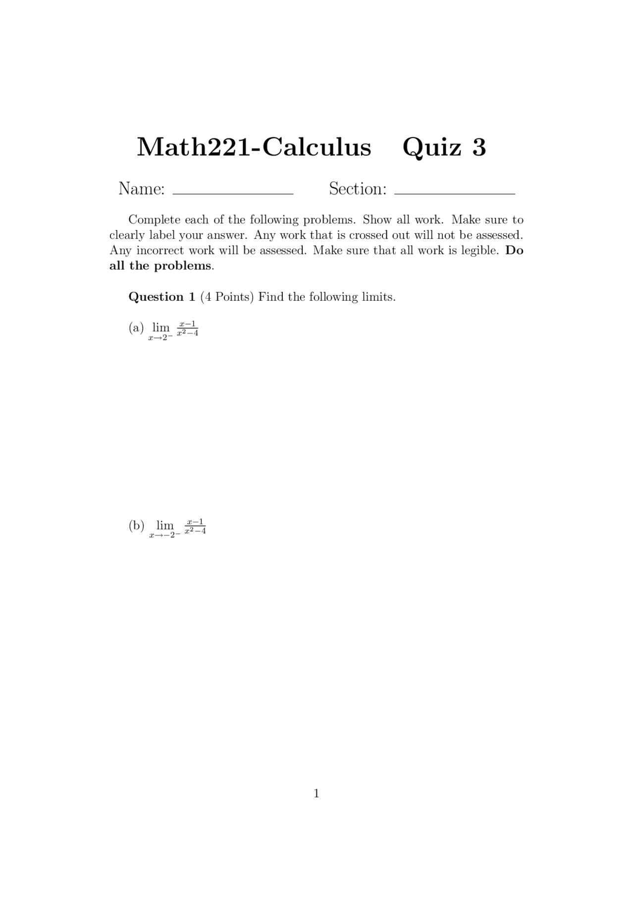 3 Questions on Calculus and Analytic Geometry - Quiz 3 | MATH 221 | Quizzes Analytical Geometry ...