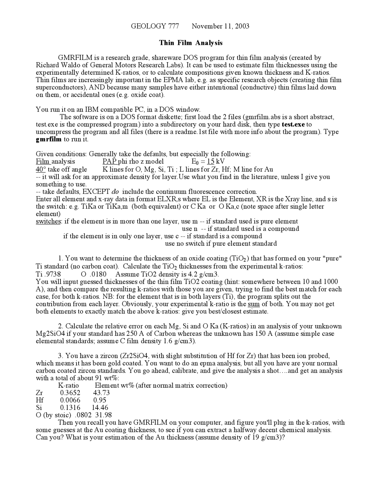 Thin Film Analysis - Electron Microprobe Analysis - Laboratory | GEOSCI ...