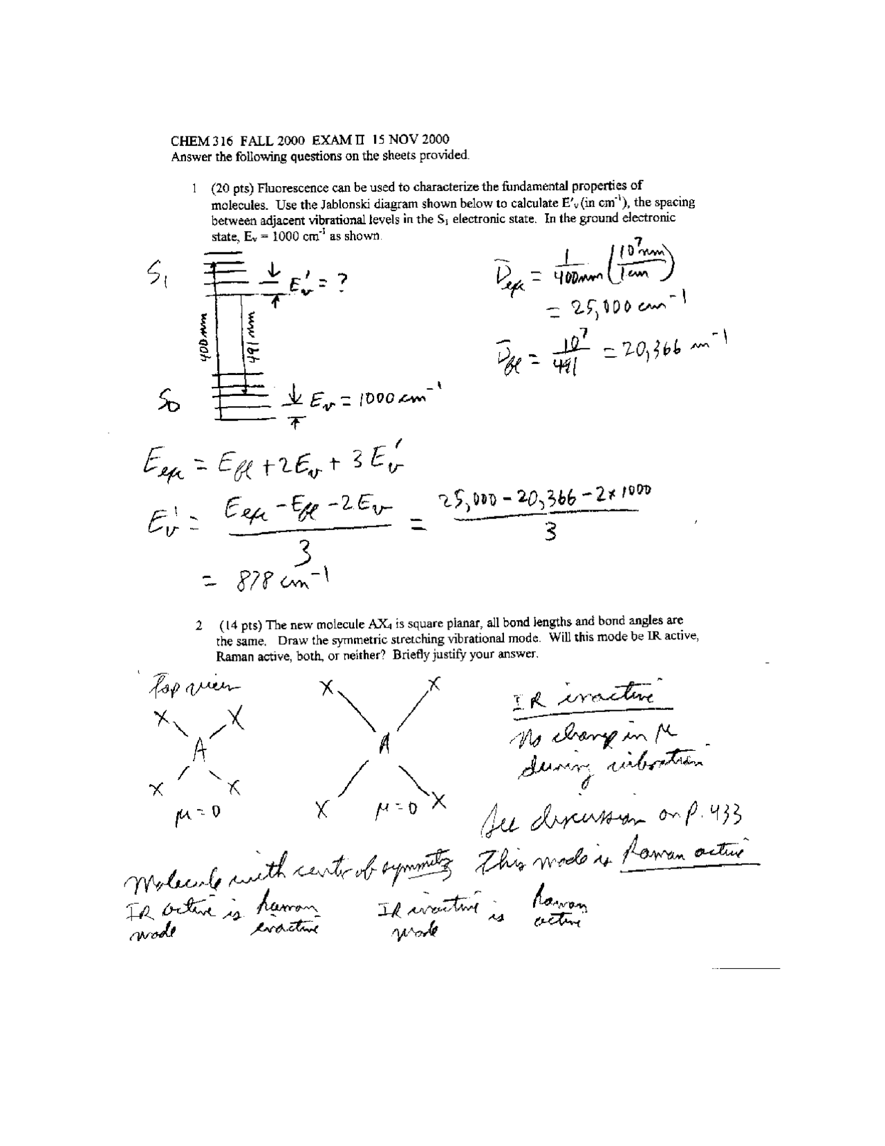 Exam 2 Solutions Instrumental Method Analysis Chem 316 Docsity