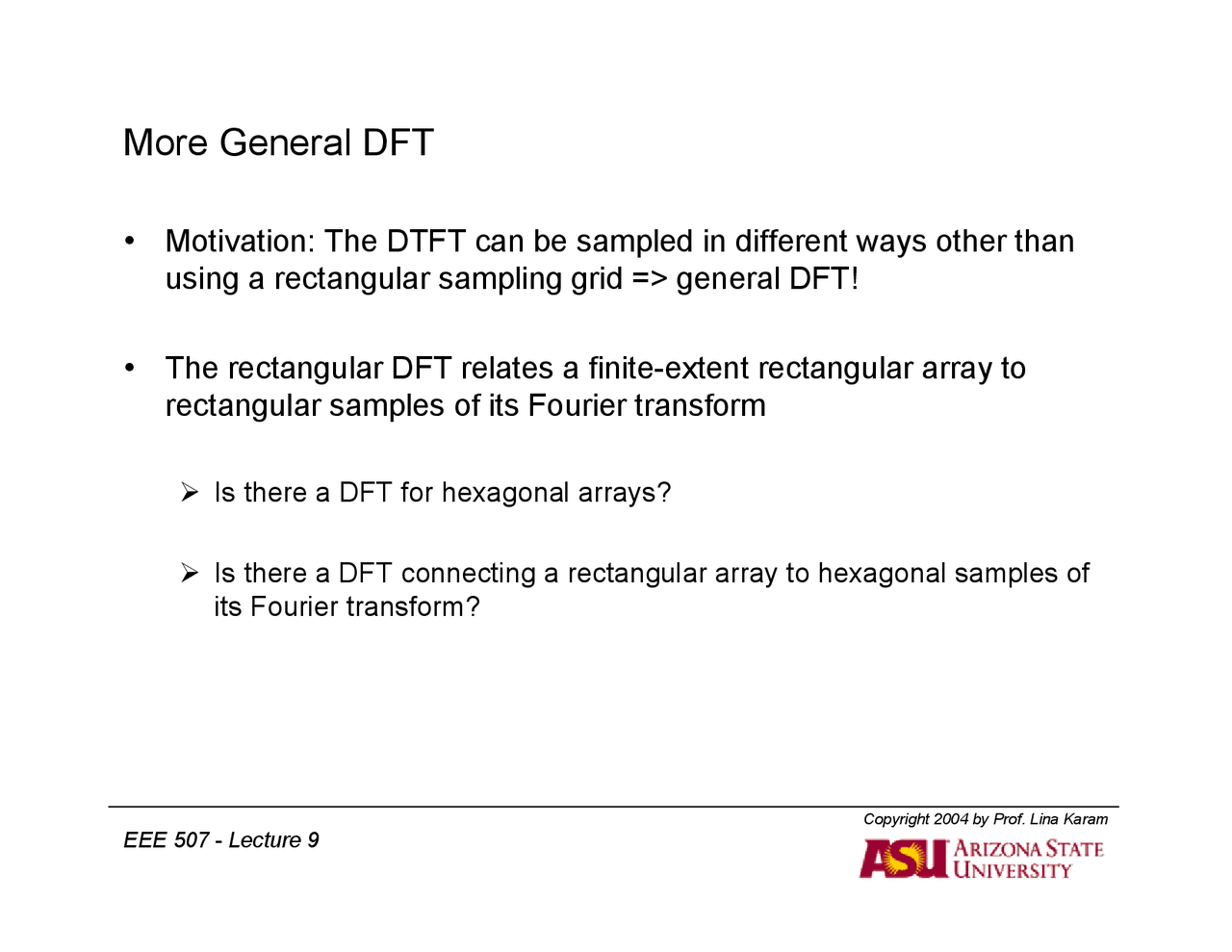 More General DFT - Lecture Slides | Multidimensional Signal Process ...