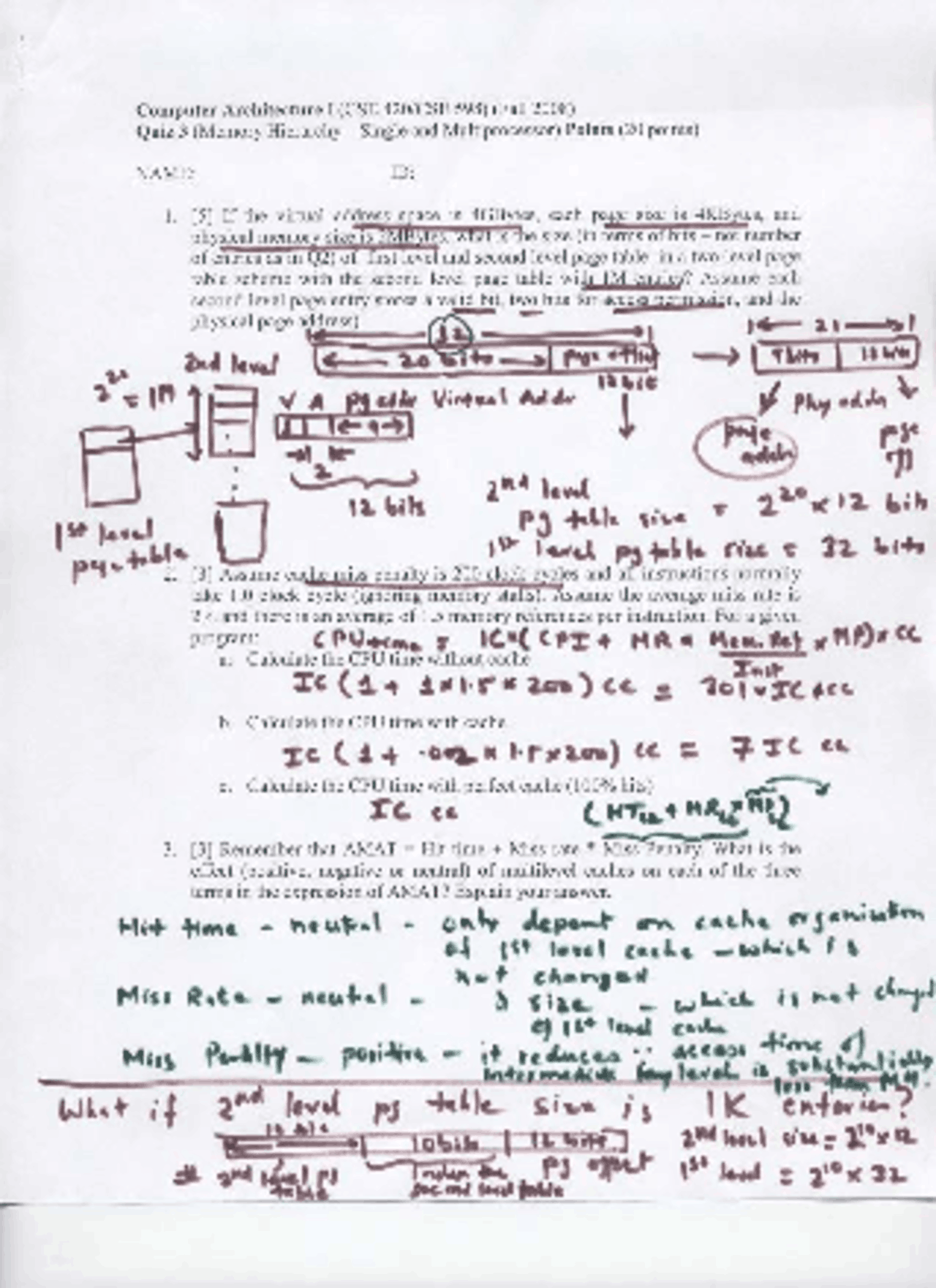 Memory Hierarchy Single And Multiprocessor Quiz 3 With Answers