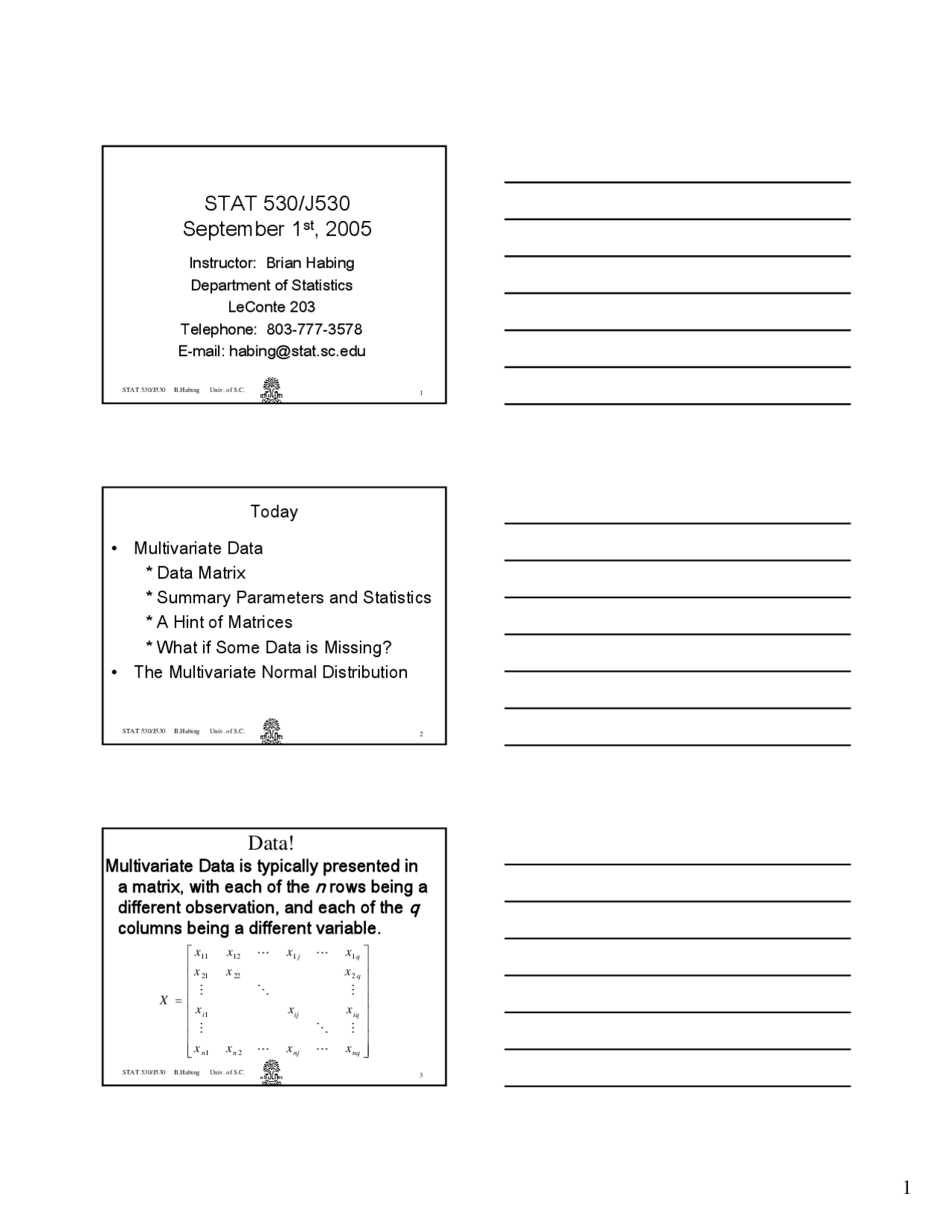 Multivariate Data The Multivariate Normal Distribution Slides Stat
