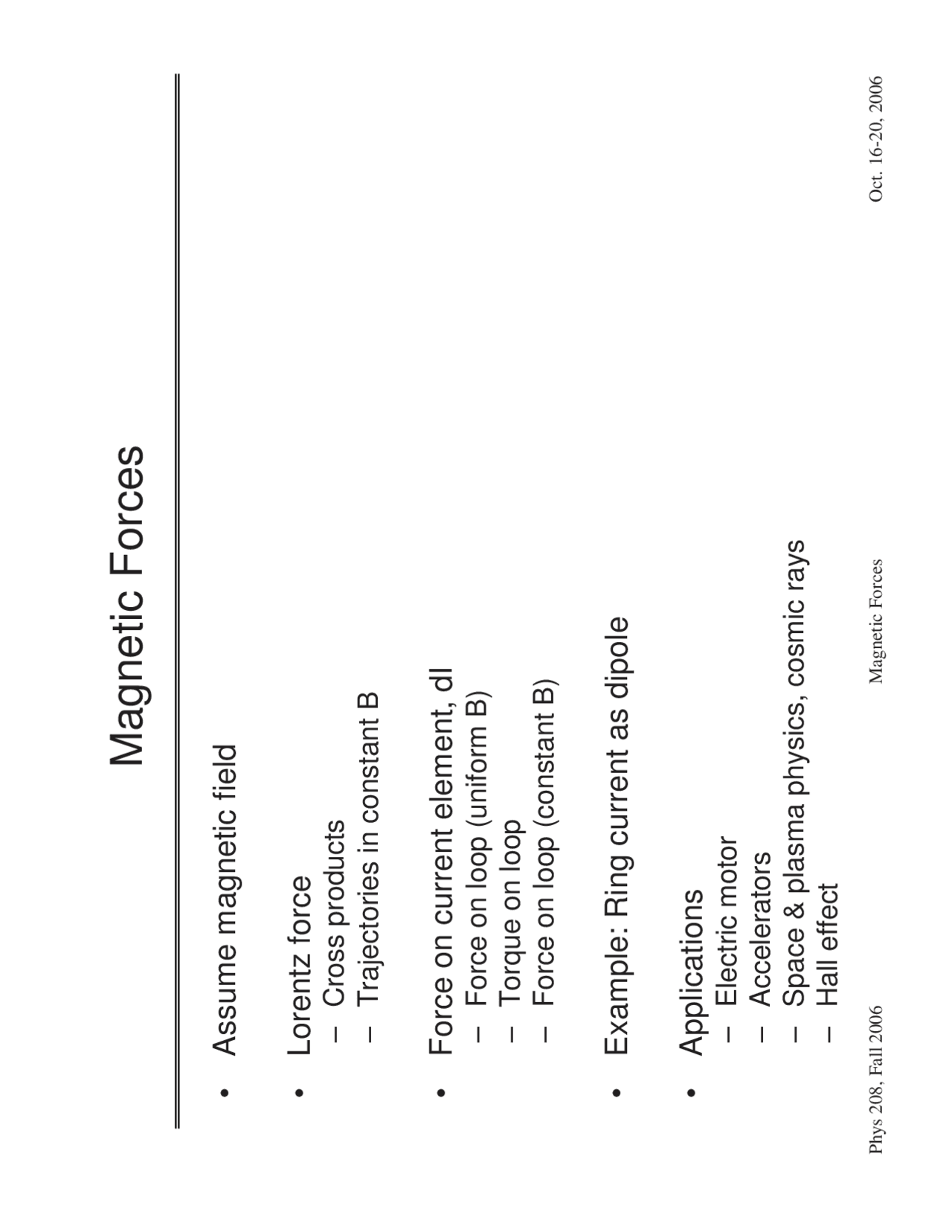 Magnetic Forces In Magnetic Field Lecture Slides Phys 208 Docsity