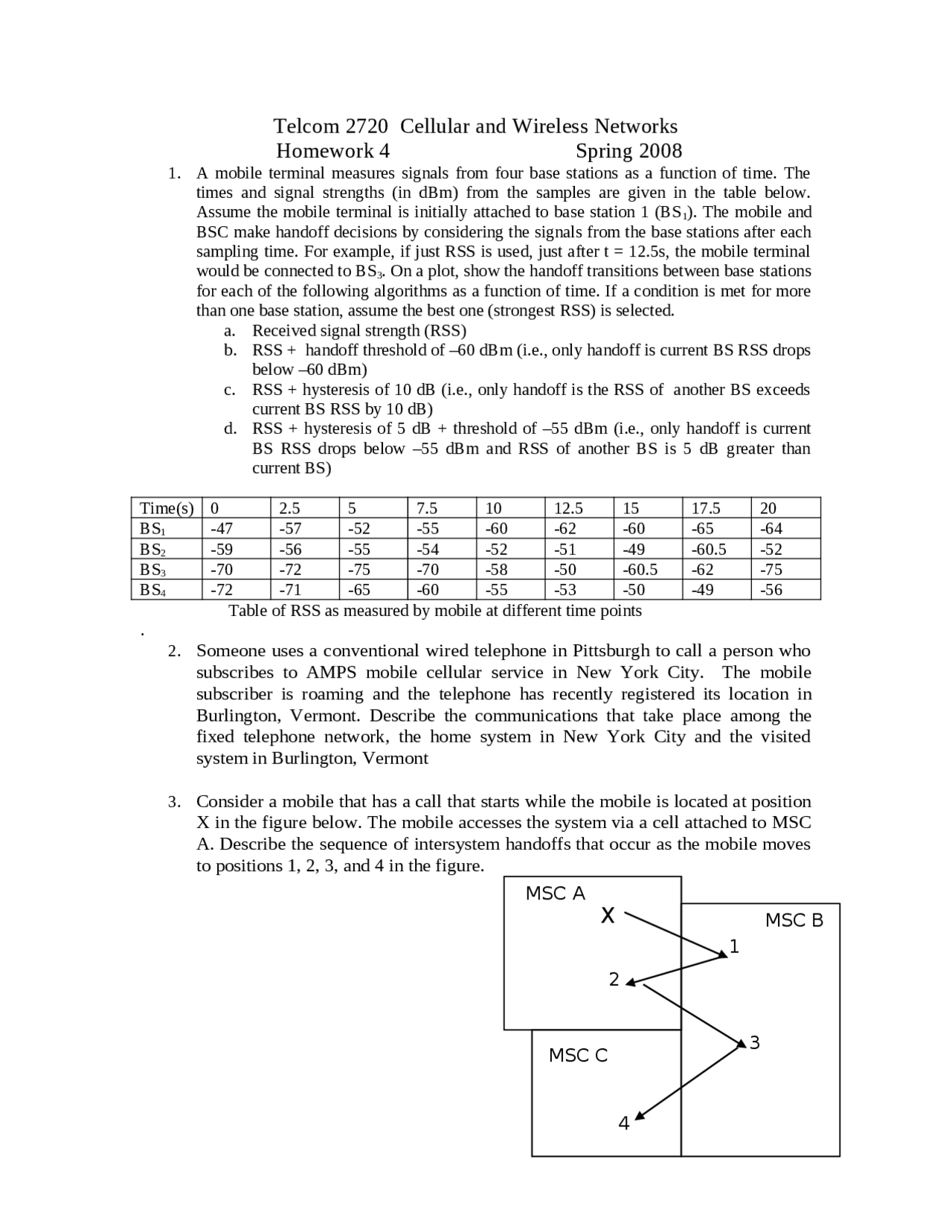 5 Questions On Cellular And Wireless Networks Assignment 4 Telcom 2720 Docsity