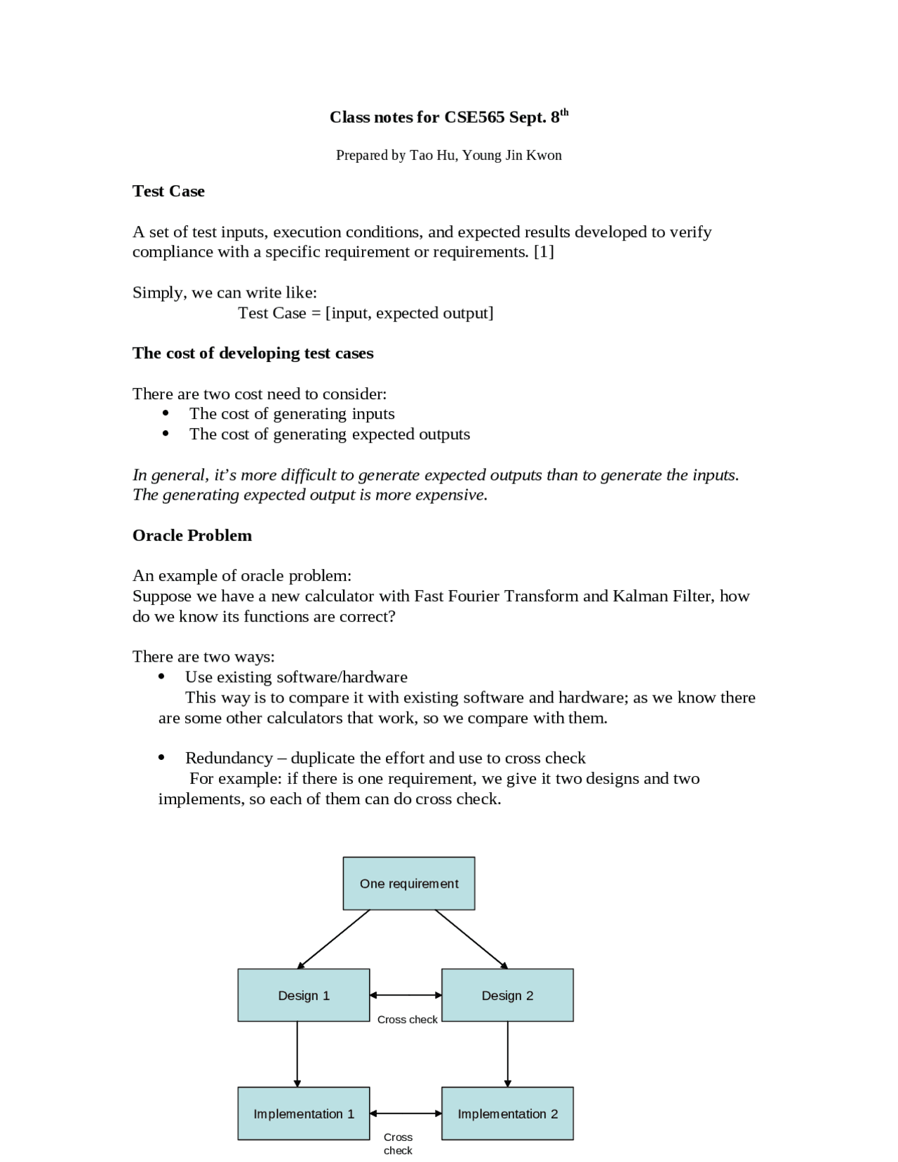 Notes On Test Case Software Verificationvalidationtest Cse 565 Docsity