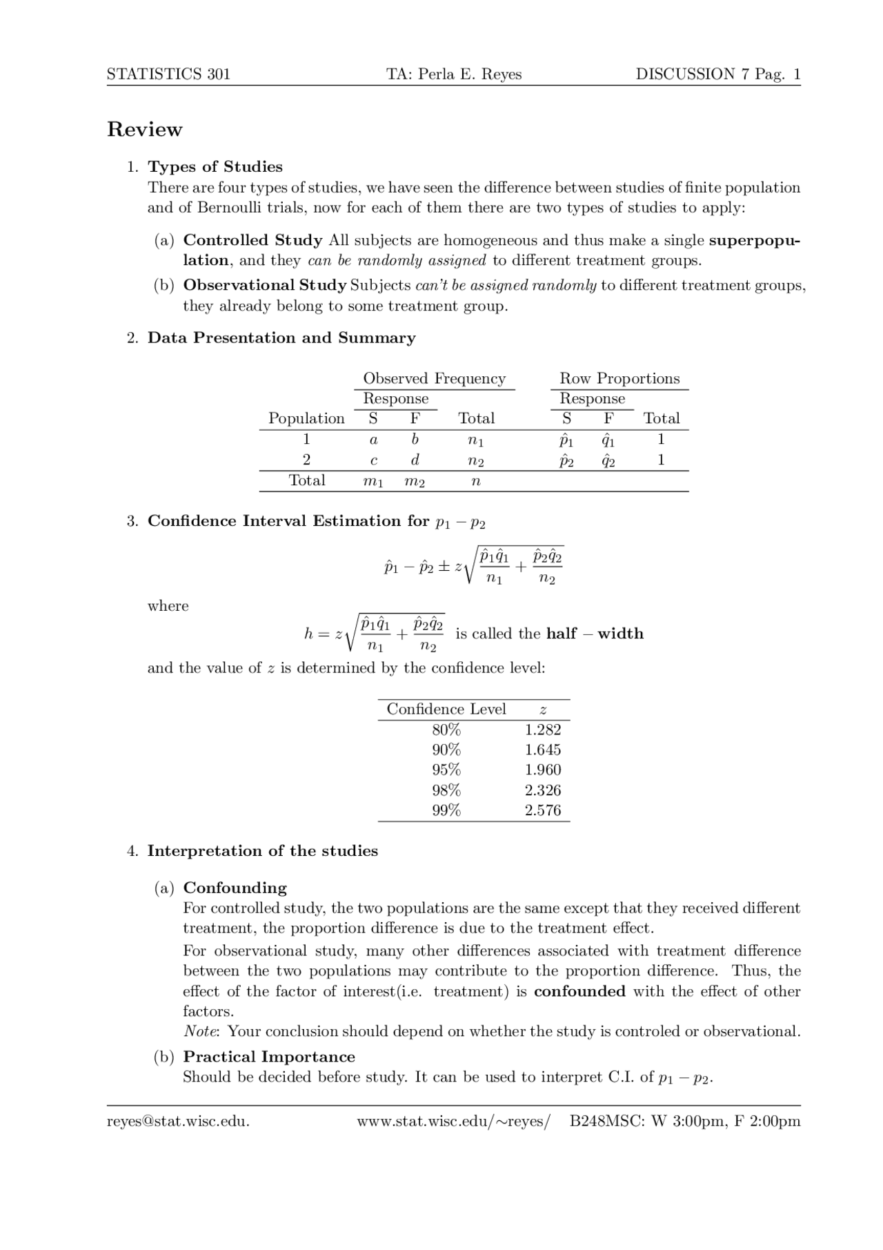 Types of Studies, Data Presentation and Summary - Notes | STAT 301 ...