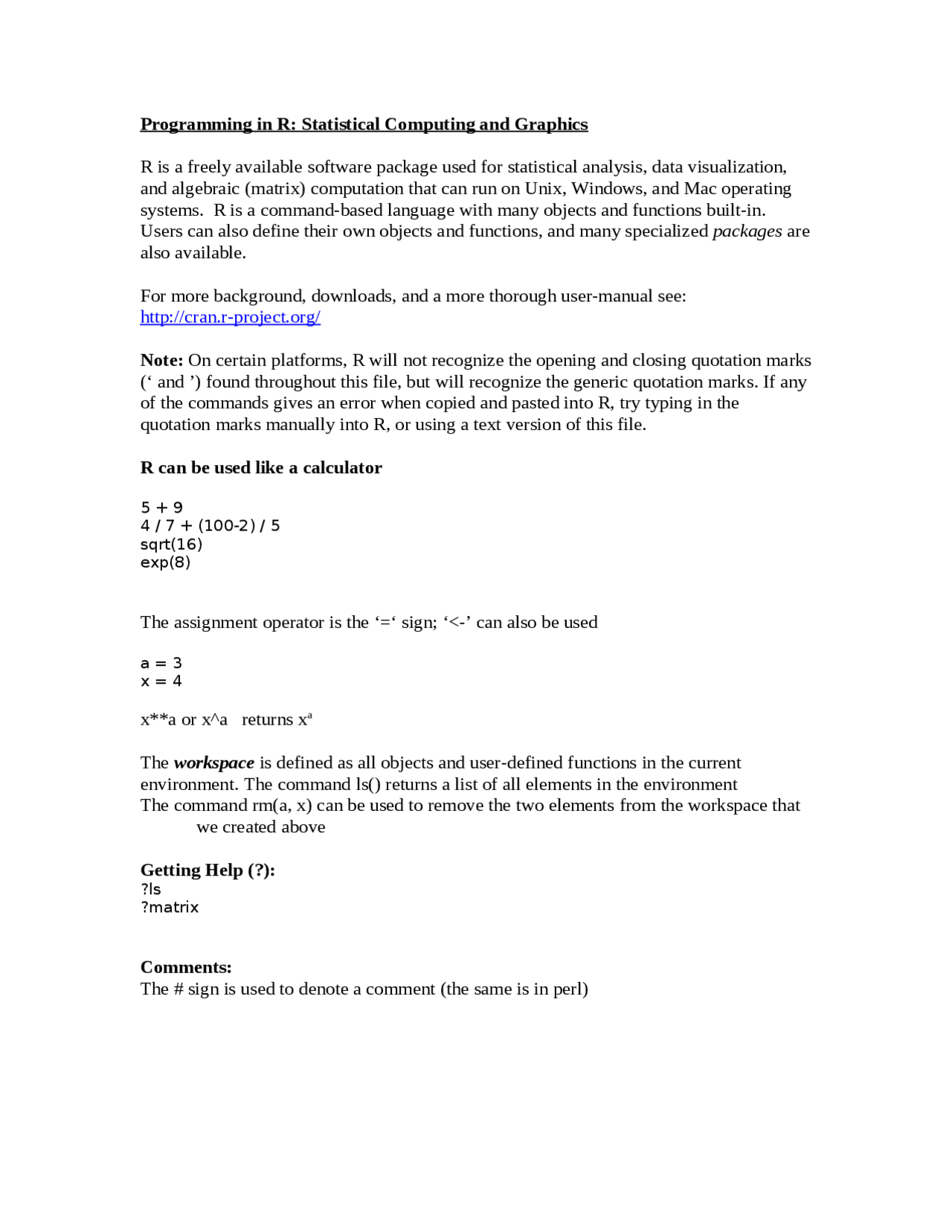 R Programming: Statistical Computing and Graphics | Study Guides, Projects, Research Computer ...