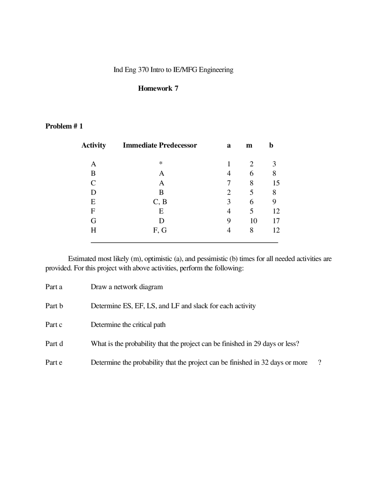 Homework 7 Introduction To Inorganic Chemistry Ind Eng 370 Docsity