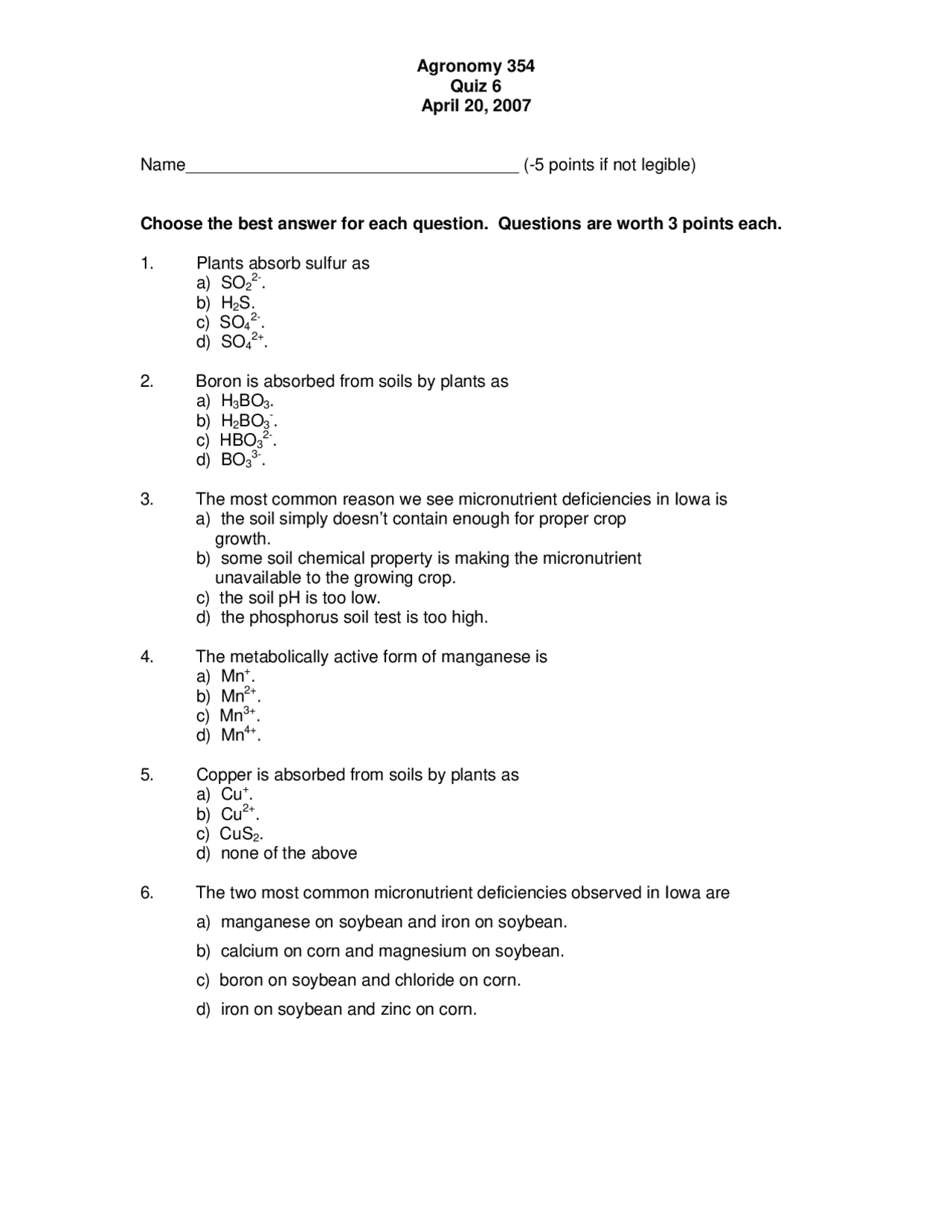 Practice Quiz - Soils and Plant Growth | AGRON 354 | Quizzes ...